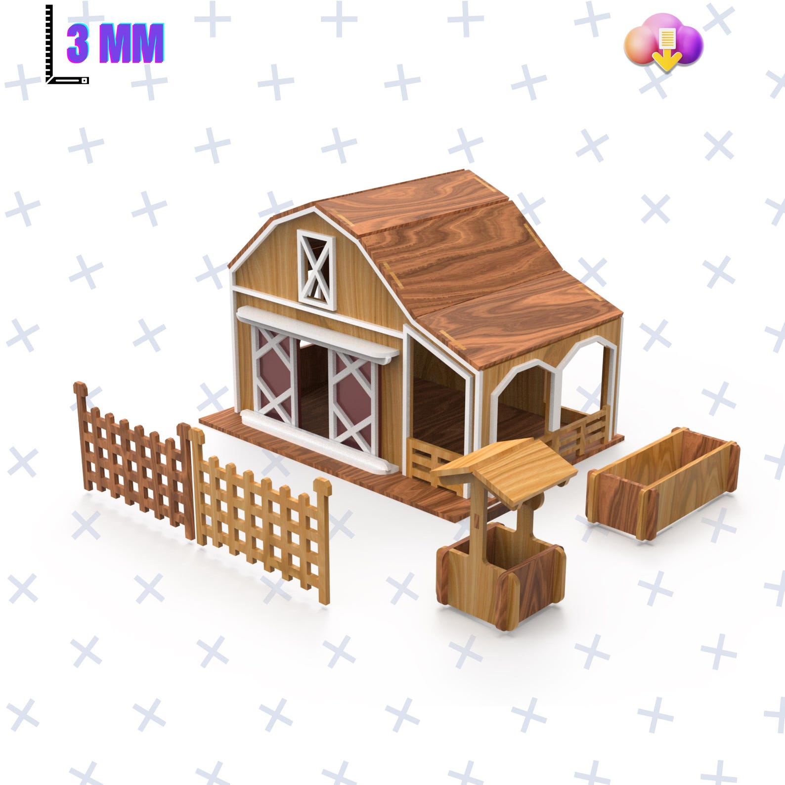 Barn , Farm Yard Laser Cut, Barn Model SVG , Wooden Shelf Sitter, Kids ...