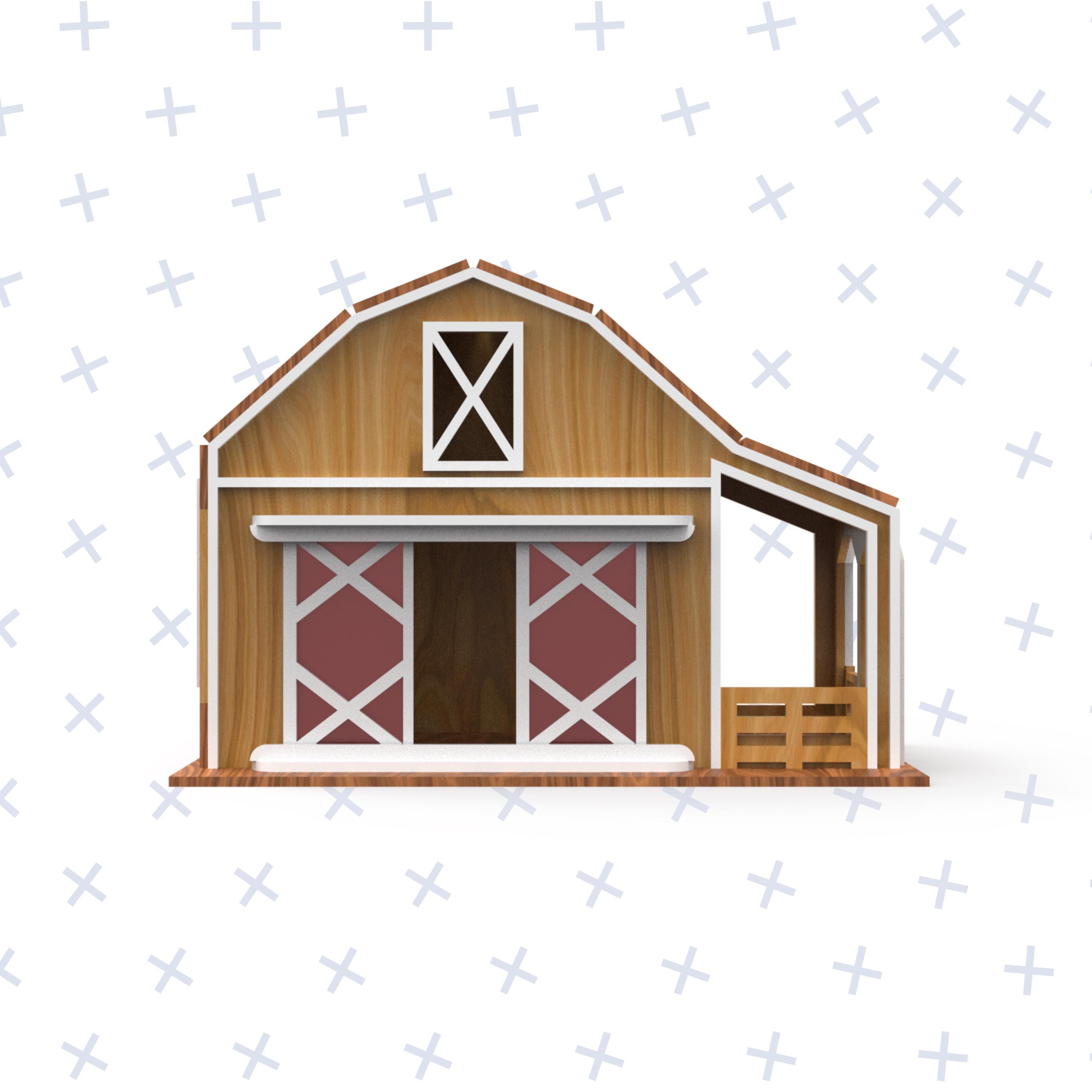 Barn , Farm Yard Laser Cut, Barn Model SVG , Wooden Shelf Sitter, Kids ...