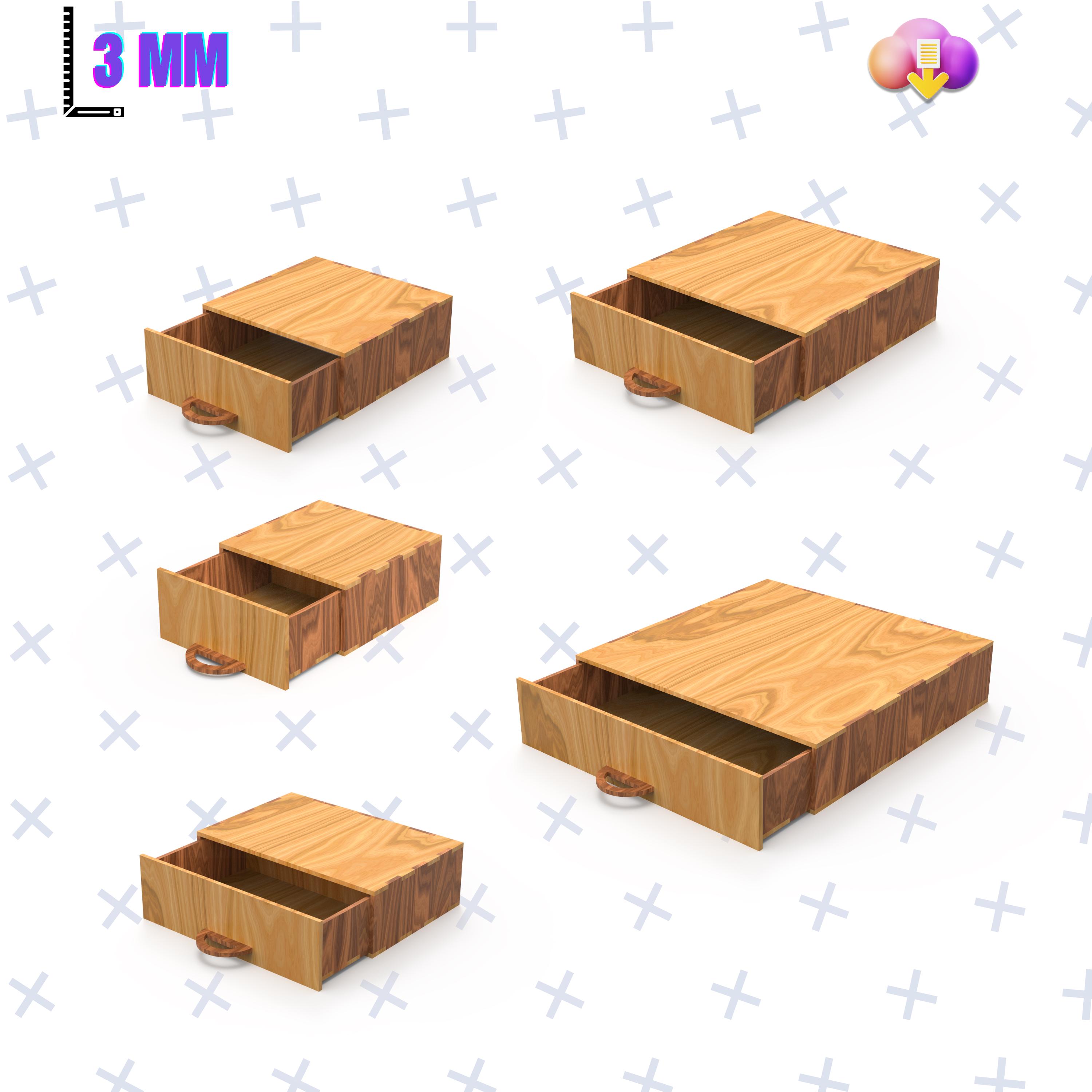 5 Different Size Laser Cut Drawer Jewelry Box, Wooden Gift Box, Laser ...