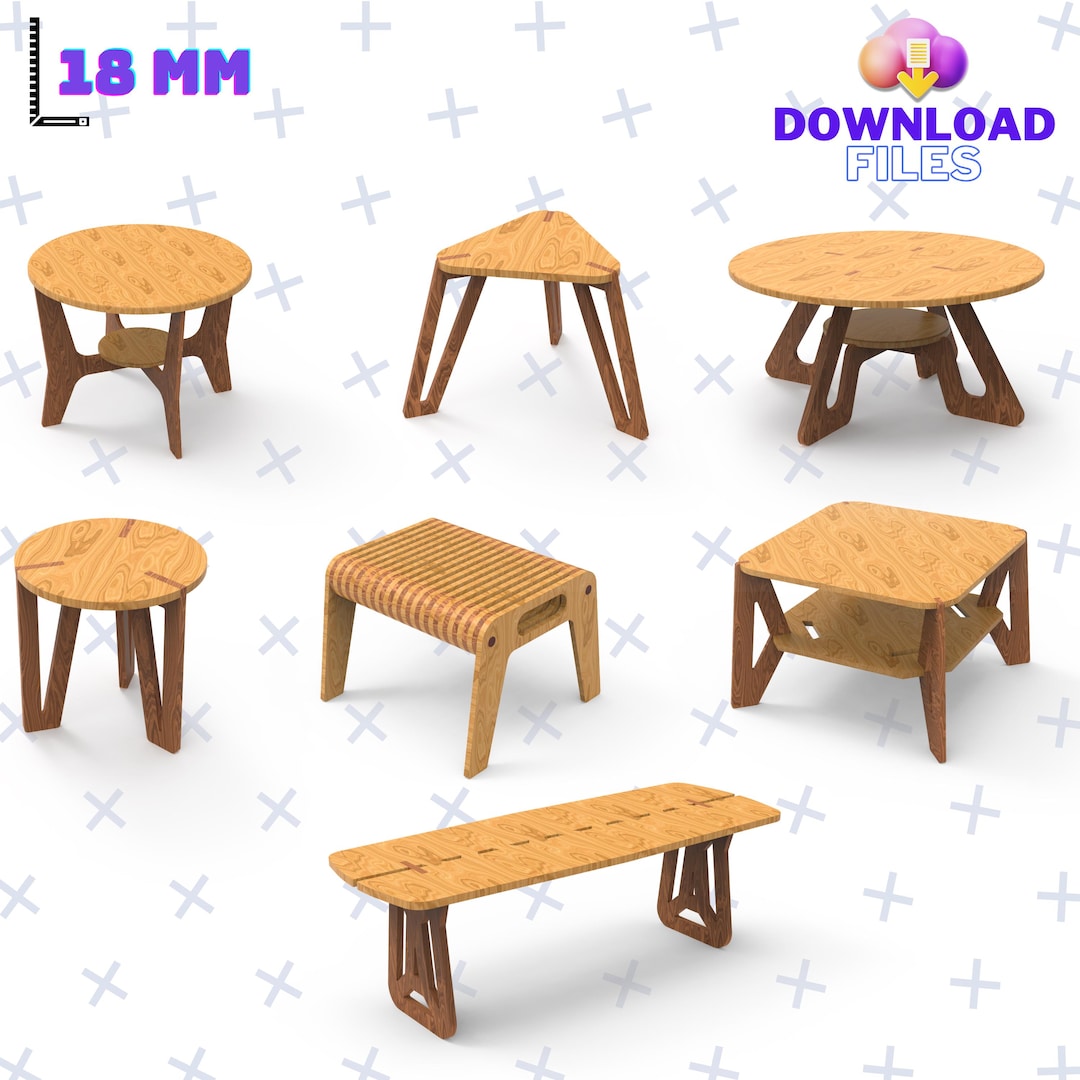 7 Diffrent Wooden Table for CNC & Laser Cut / CNC Table / CNC Cut Desk ...