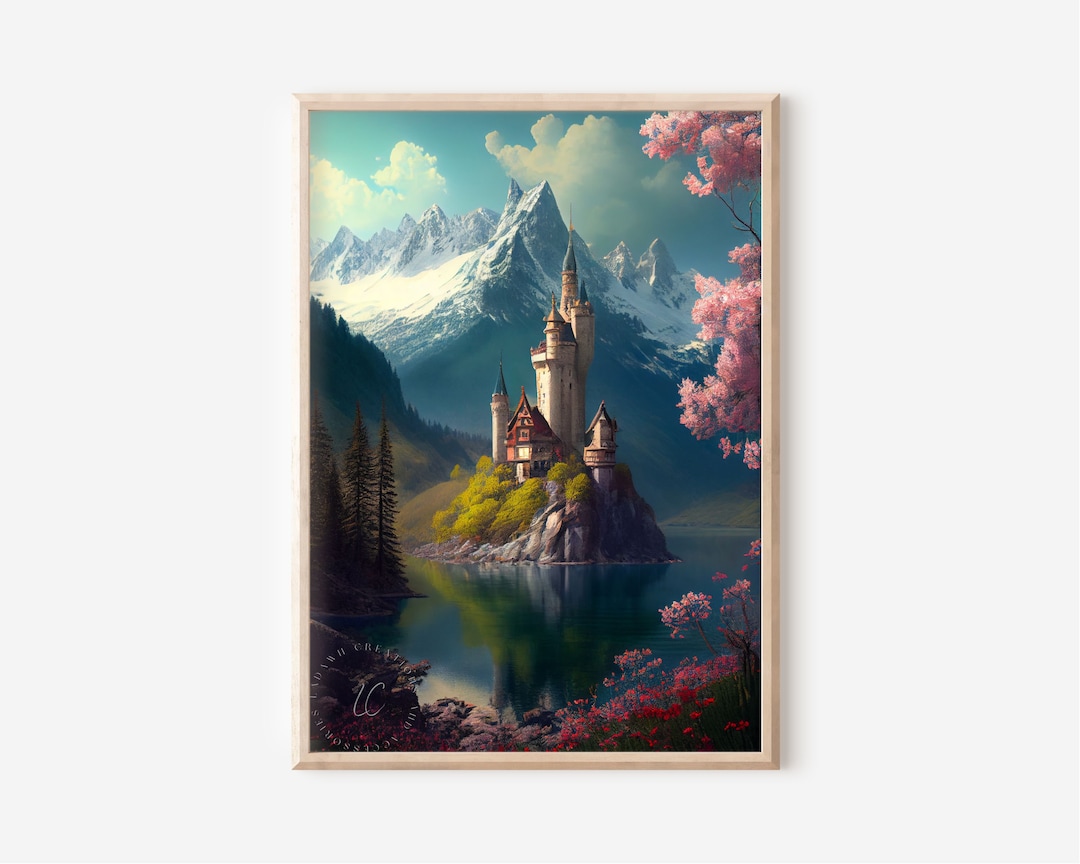 Castle on Lake | DIGITAL DOWNLOAD | Castle Print Download | Wall Art ...