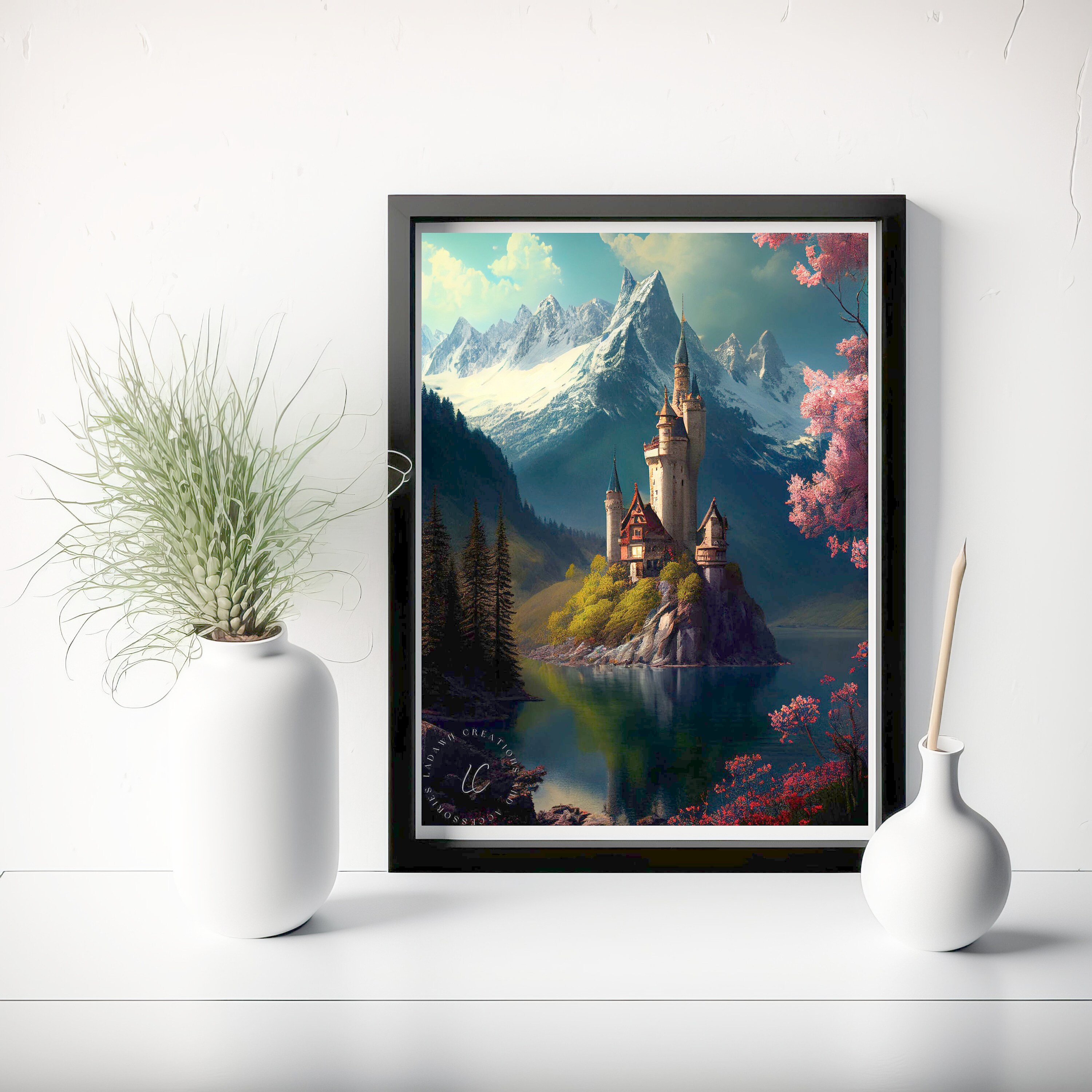 Castle on Lake | DIGITAL DOWNLOAD | Castle Print Download | Wall Art ...