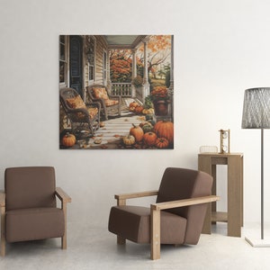 Autumn Painting - Fall Painting Wall Art Depicting a Country House ...