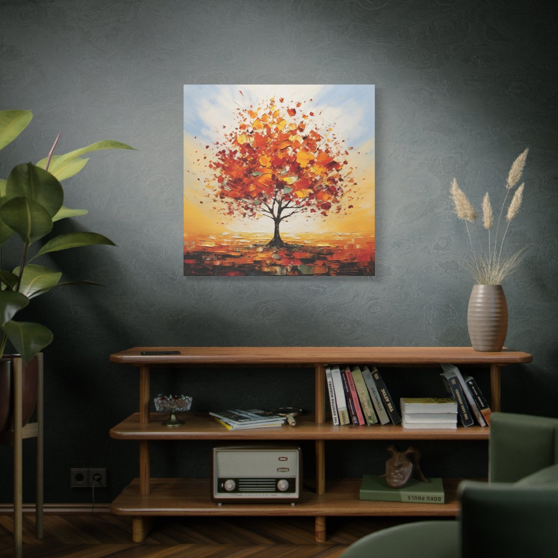 Autumn Tree Painting - Abstract Painting of a Single Tree With Leaves ...