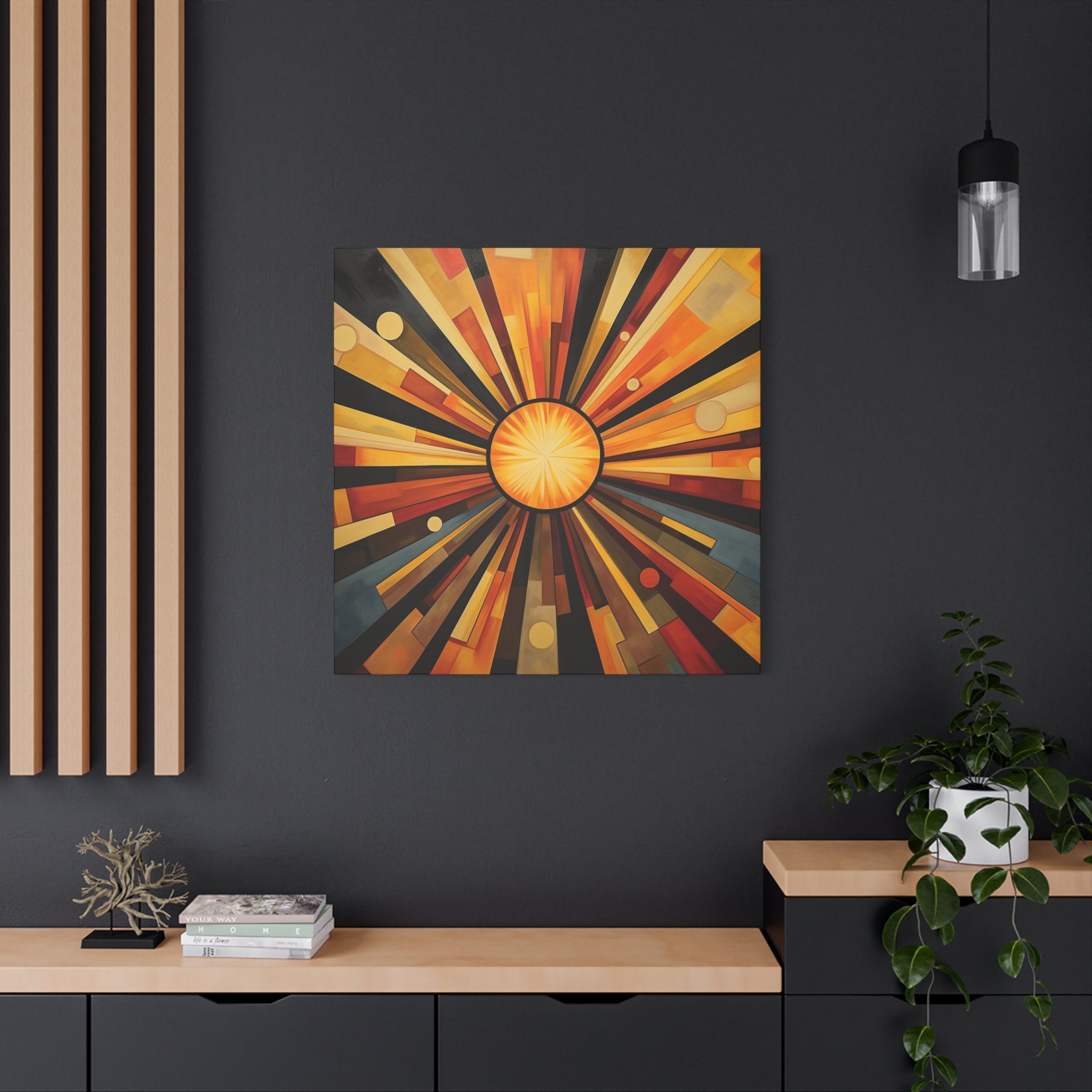Sunburst Painting Art Deco Style Painting of Sunburst on Square Canvas ...
