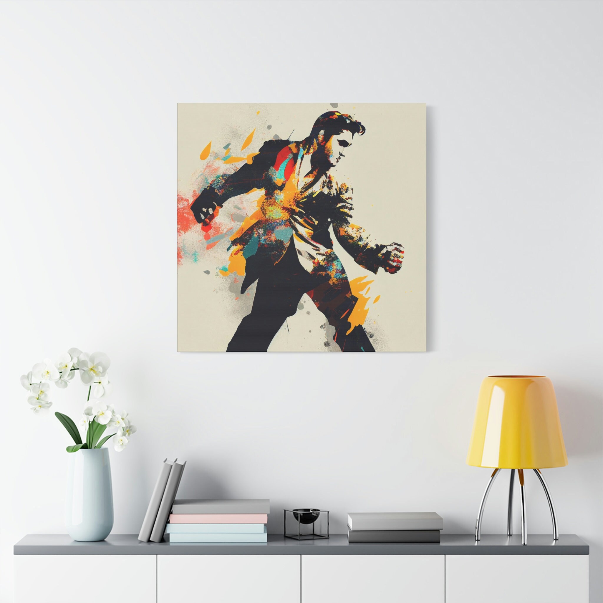 Elvis Painting - Abstract Wall Art Depicting Elvis Presley on Square ...