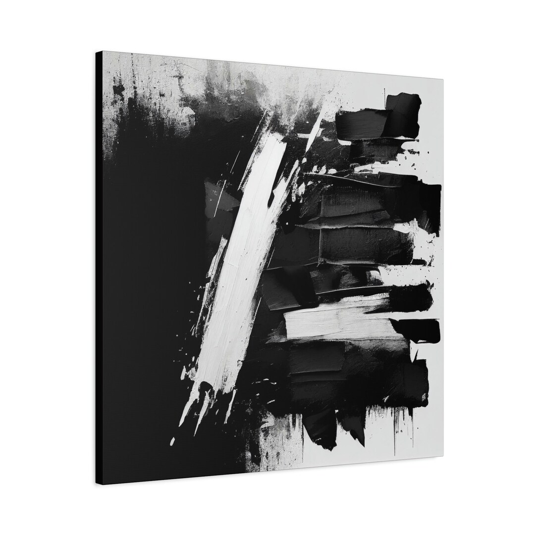 Black and White Abstract Art - Slashes Square Canvas - Etsy