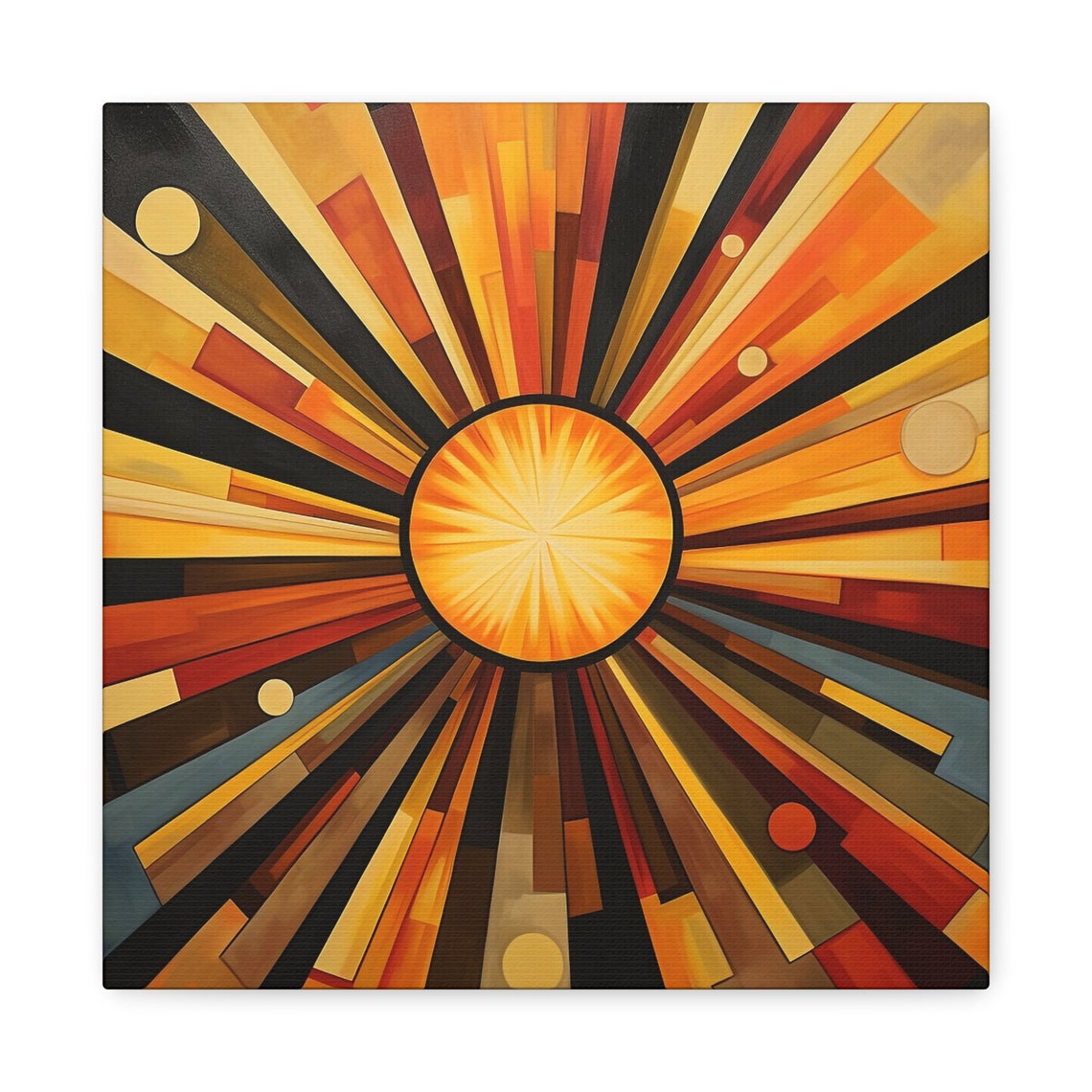 Sunburst Painting Art Deco Style Painting of Sunburst on Square Canvas ...