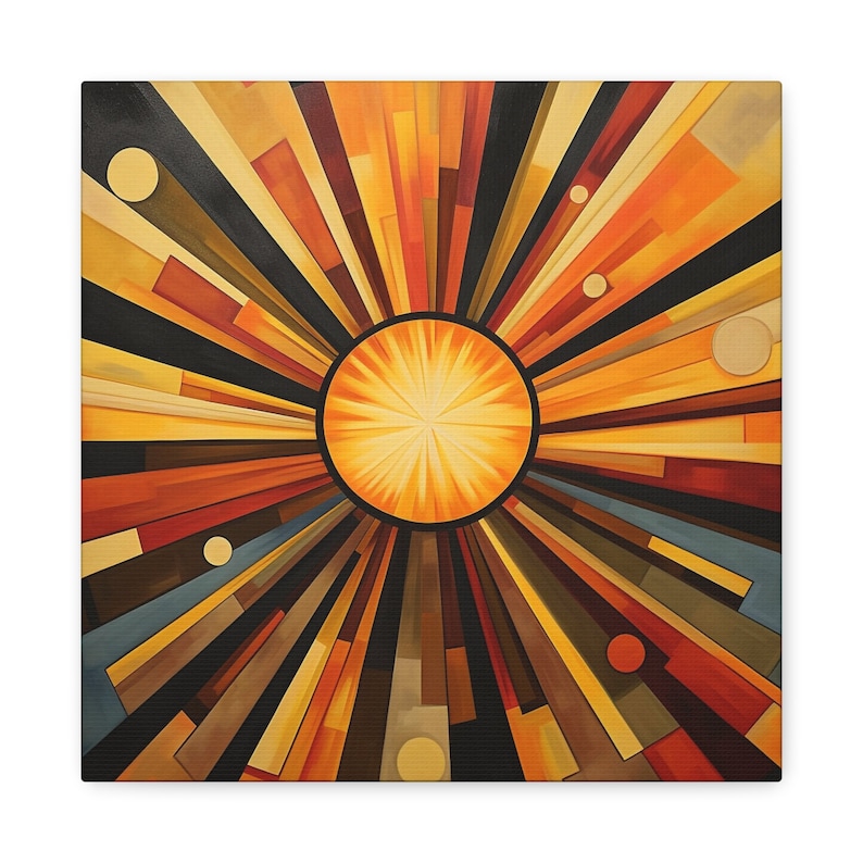 Sunburst Painting Art Deco Style Painting of Sunburst on Square Canvas ...