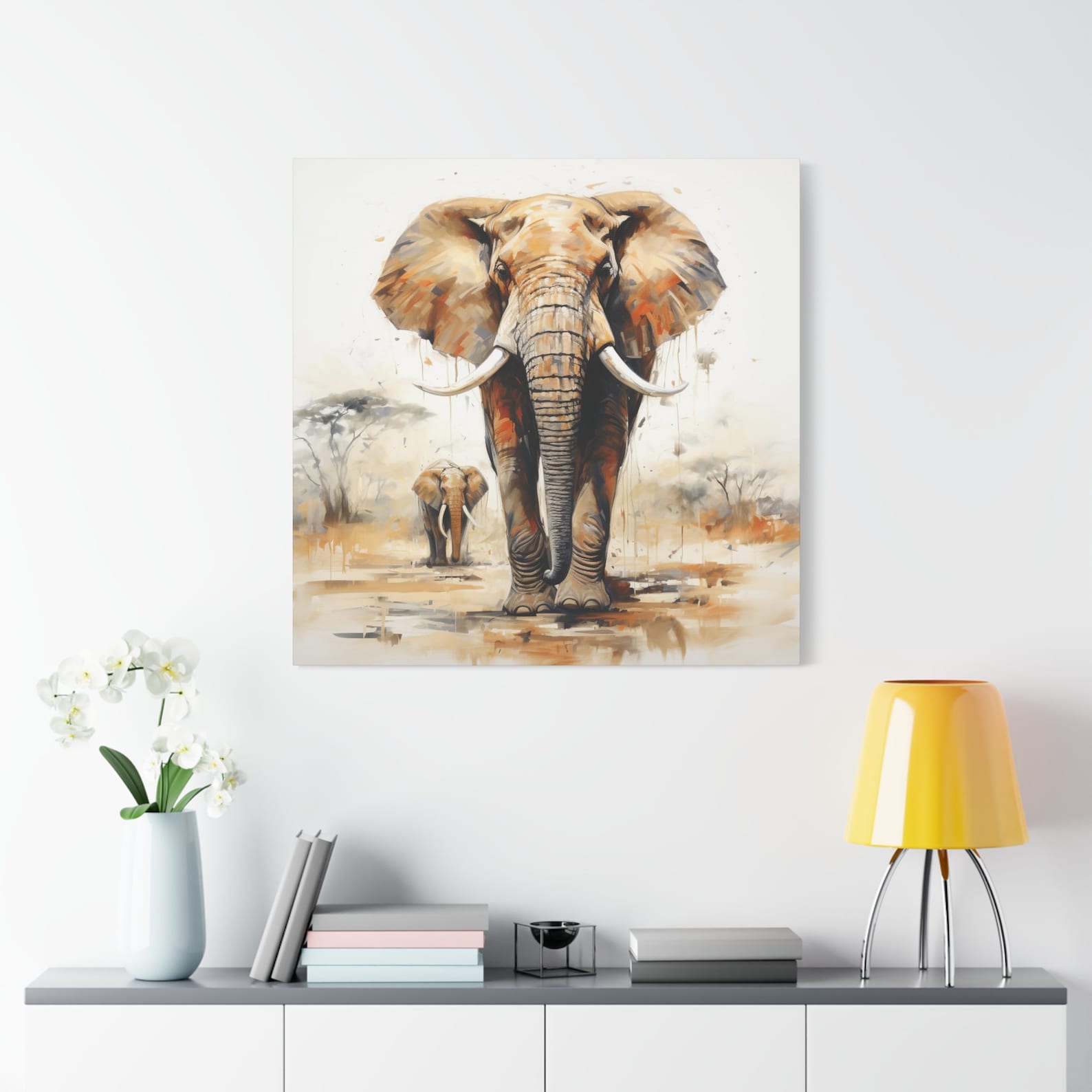 African Elephant Painting - Abstract Elephant Wall Art, African ...