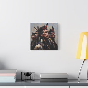 American Indian Art Canvas-native Mohawk Indian Warriors Art Printed ...