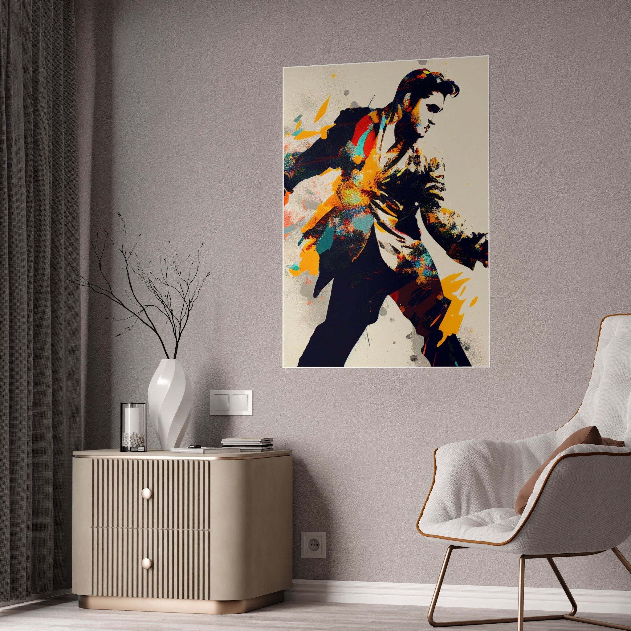 Elvis Poster - Abstract Wall Art Poster of Elvis Presley on Vertical ...