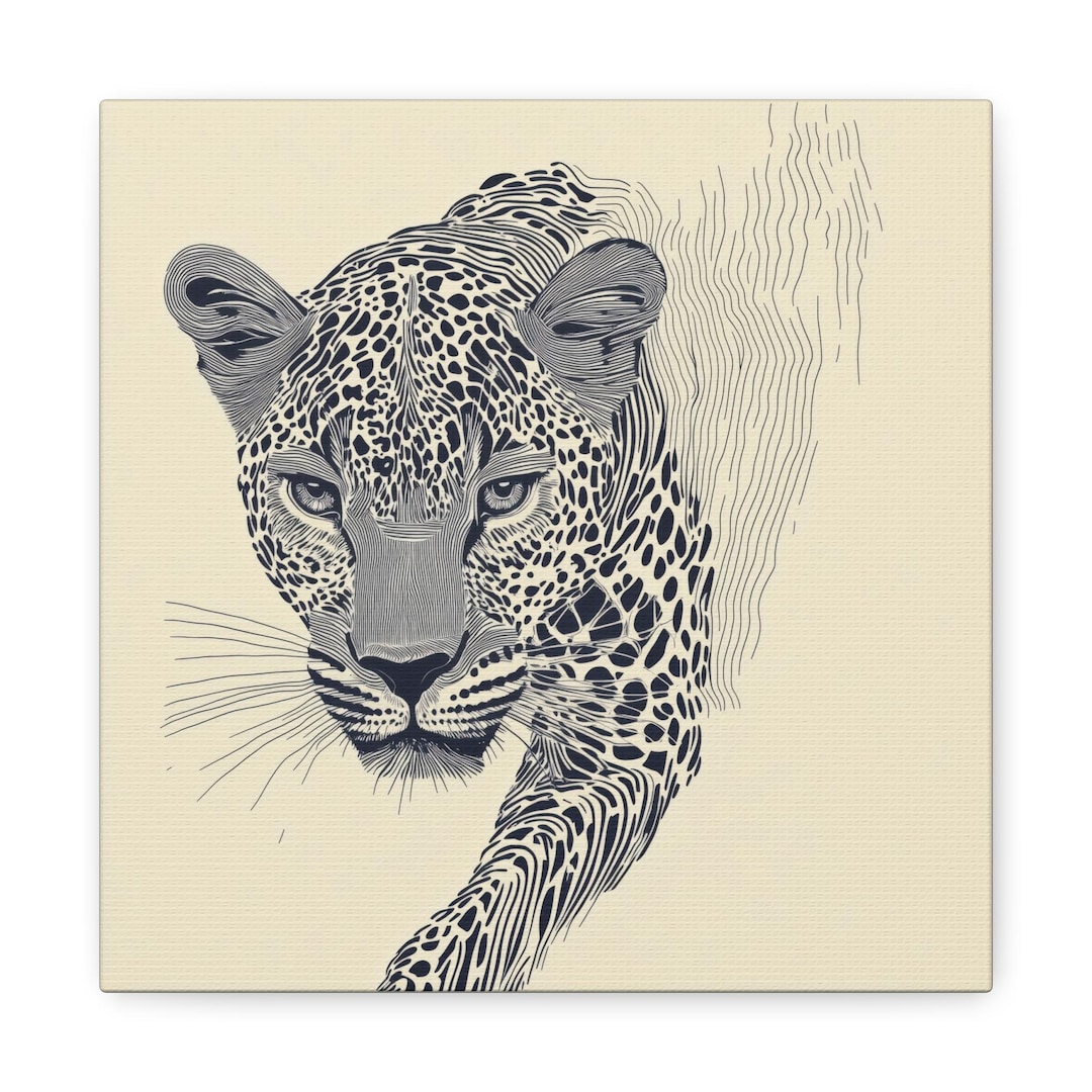 Leopard Canvas, Modern Wildlife Decor, Abstract Minimalist Leopard Art ...