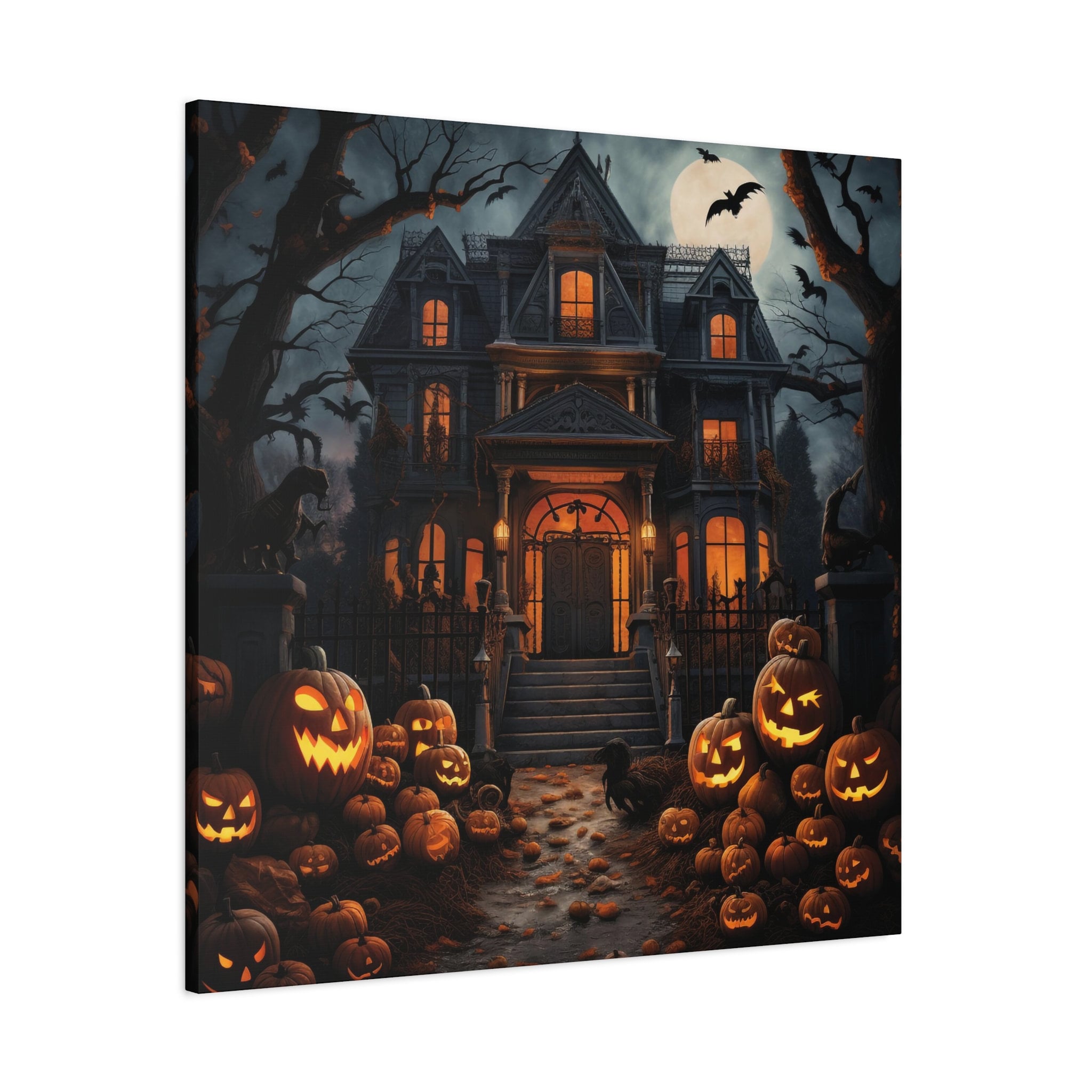 The Haunted House Halloween Painting - Abstract Halloween Wall Art ...