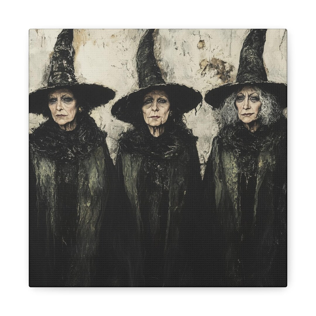 Three Witches Canvas Wall Art, Halloween Decor, Gothic Art, Dark ...