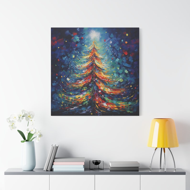 Abstract Christmas Tree Painting - Christmas Tree Wall Art - Abstract ...