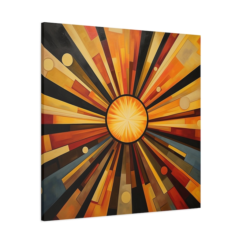 Sunburst Painting Art Deco Style Painting of Sunburst on Square Canvas ...