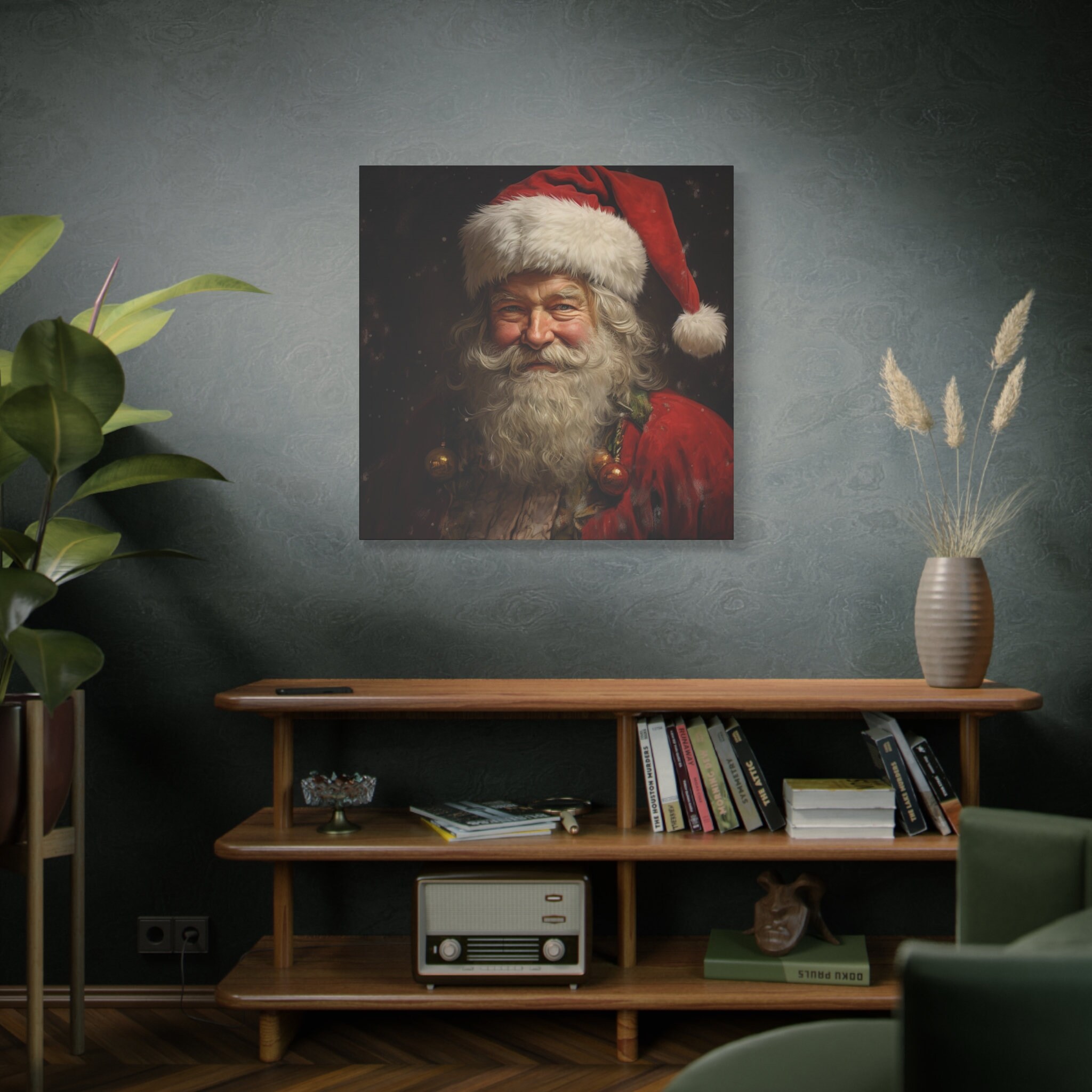 Father Christmas Canvas Wall Art Print - Timeless Portrait of Santa ...