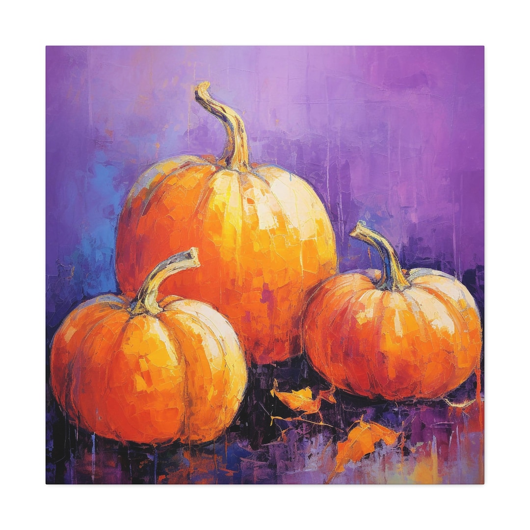 Pumpkin Abstract Painting - Abstract Painting of Three Pumpkins on a ...