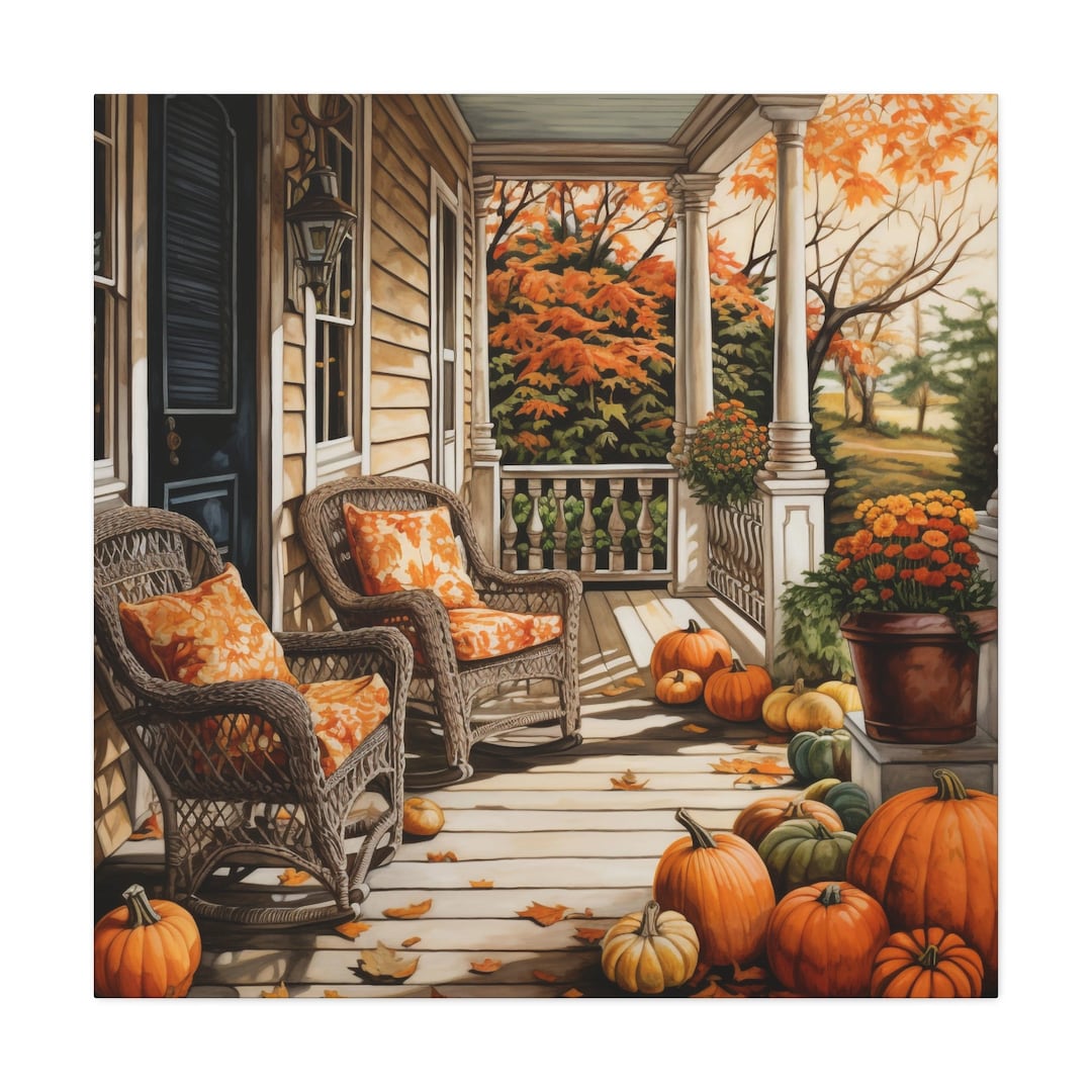 Autumn Painting - Fall Painting Wall Art Depicting a Country House ...