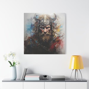 Viking Painting - Abstract Viking Wall Art, Painting of Single Viking ...