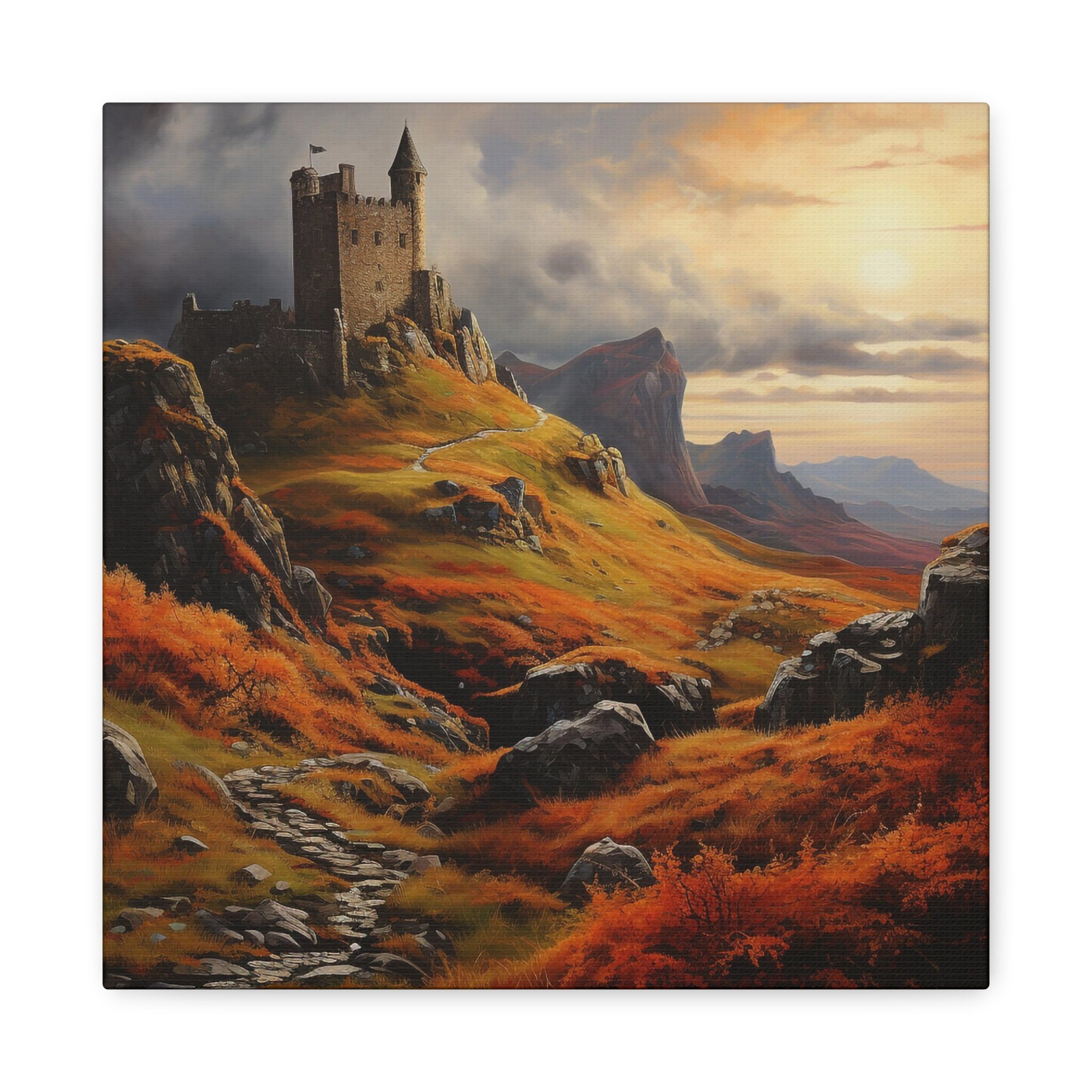 Castle Painting - Painting of Scottish Castle in Autumn Sunset - Etsy