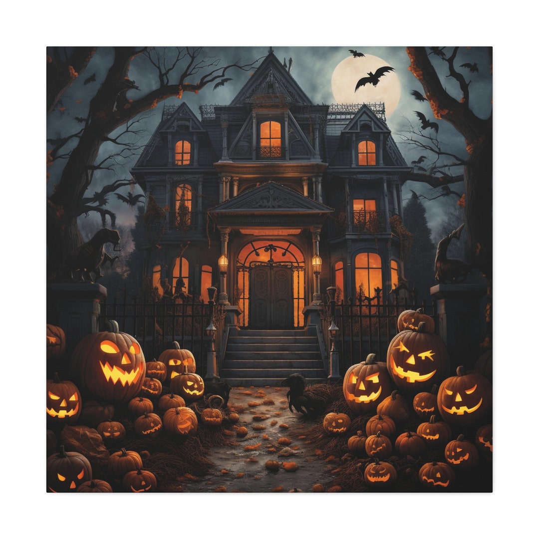 The Haunted House Halloween Painting - Abstract Halloween Wall Art ...