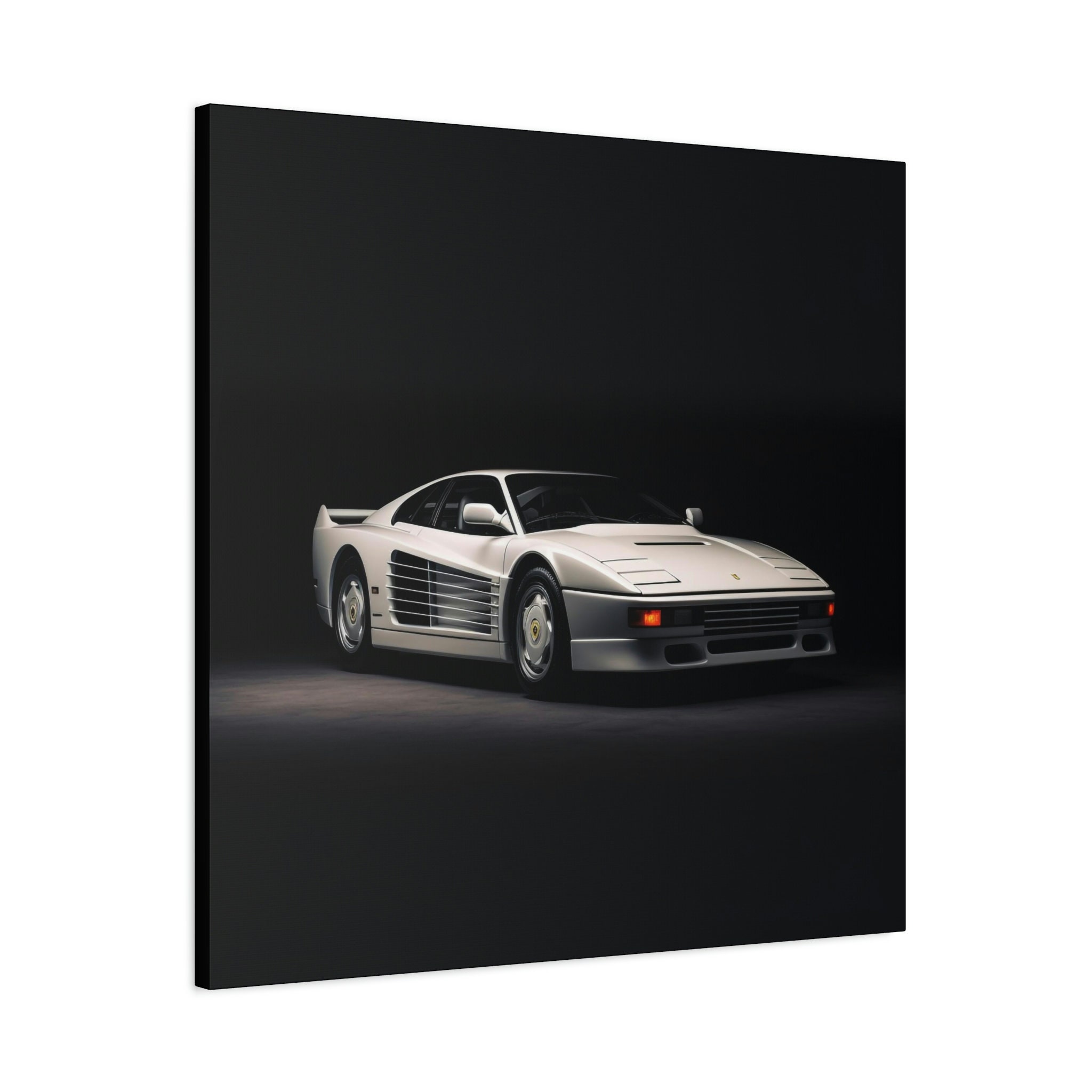 White Ferrari Wall Art - Ferrari Testarossa on Black Square Canvas - Etsy