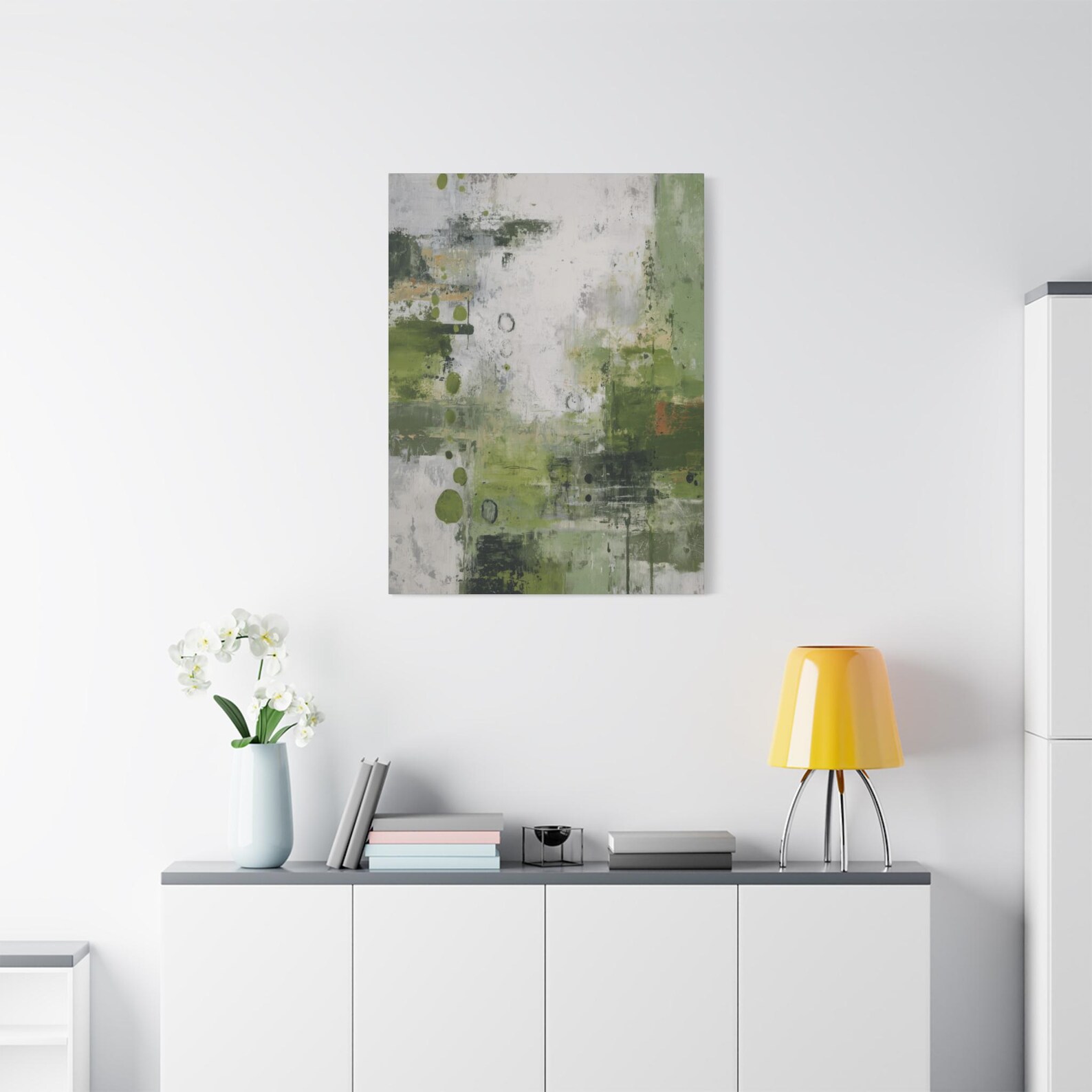 Olive Green Abstract Painting, Modern Textured Wall Art, Minimalist ...
