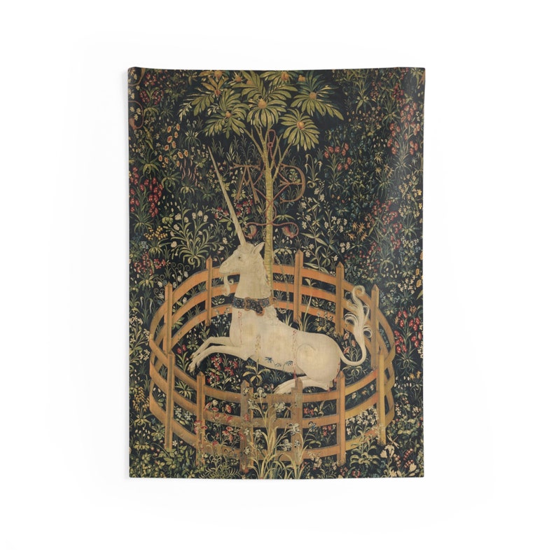 Unicorn in Captivity Tapestry - Mediaeval Tapestry of Unicorn in ...
