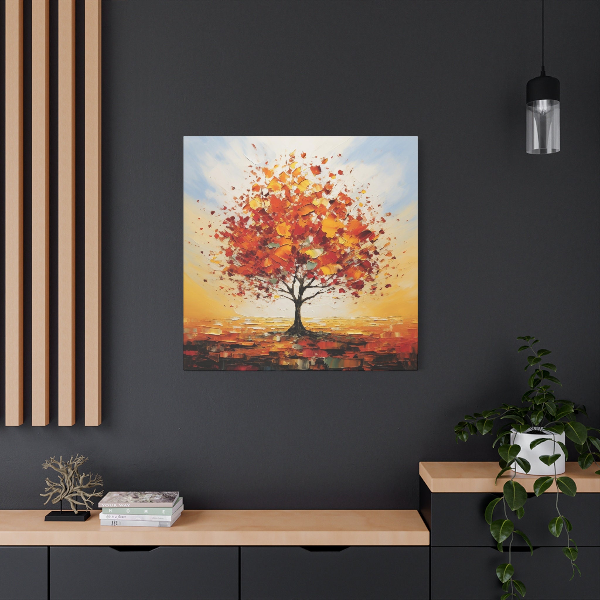 Autumn Tree Painting - Abstract Painting of a Single Tree With Leaves ...