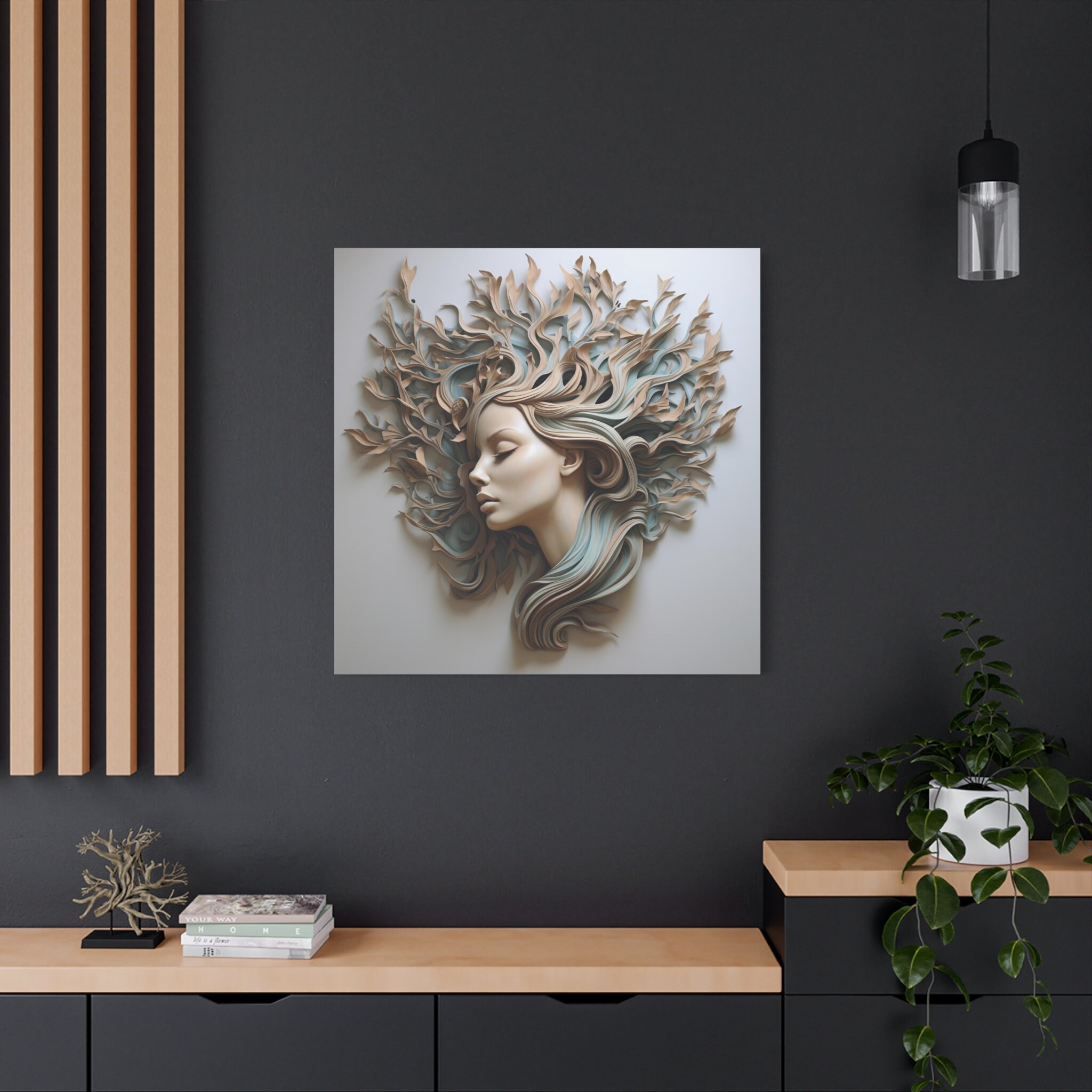 Dimensional Wall Art - 3D Painting of Woman's Profile, Nature - Canvas ...