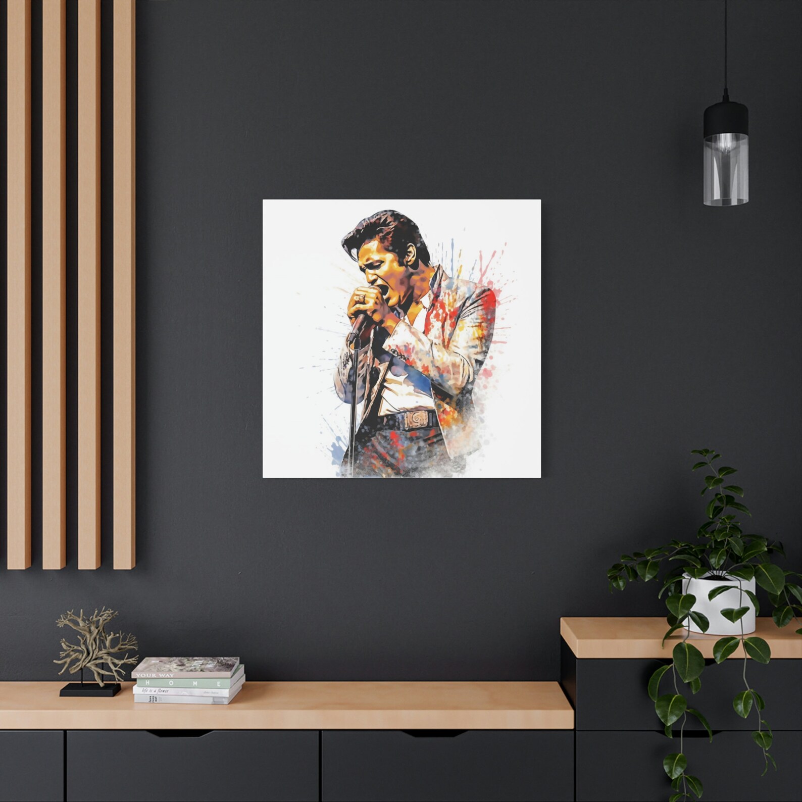 Elvis Painting Abstract Colorful Elvis Wall Art Depicting Elvis Singing ...
