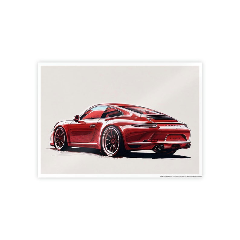 Red Porsche Wall Art - Rear Side View on Glossy Paper - Etsy