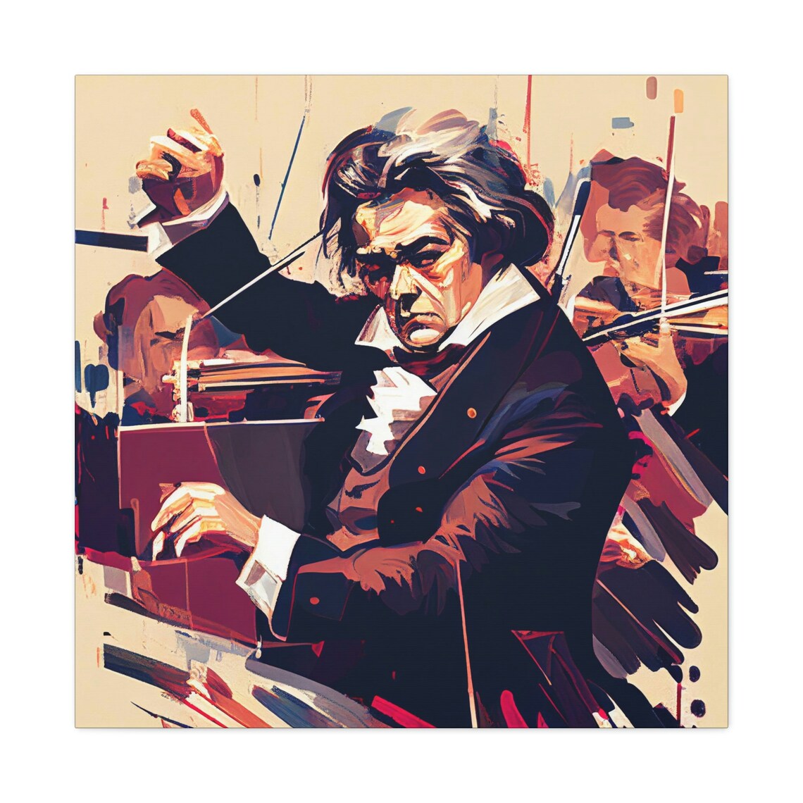 Ludwig Van Beethoven Painting - Abstract Square Art Canvas of Beethoven ...