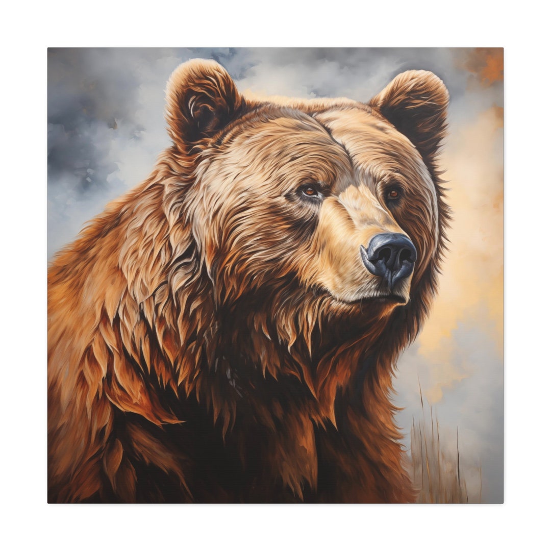 Bear Painting - Painting of Bear on Canvas. Oil Portrait Painting of ...