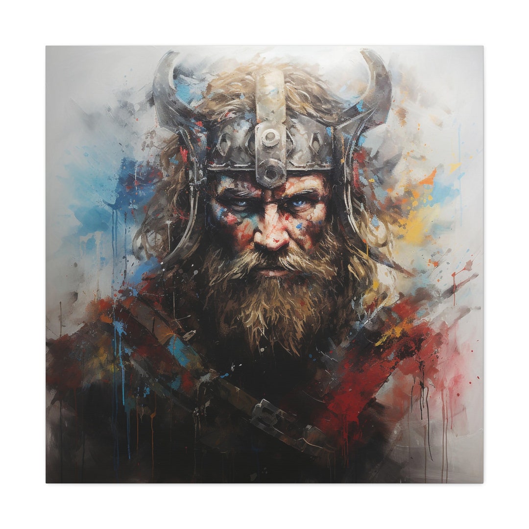 Viking Painting - Abstract Viking Wall Art, Painting of Single Viking ...