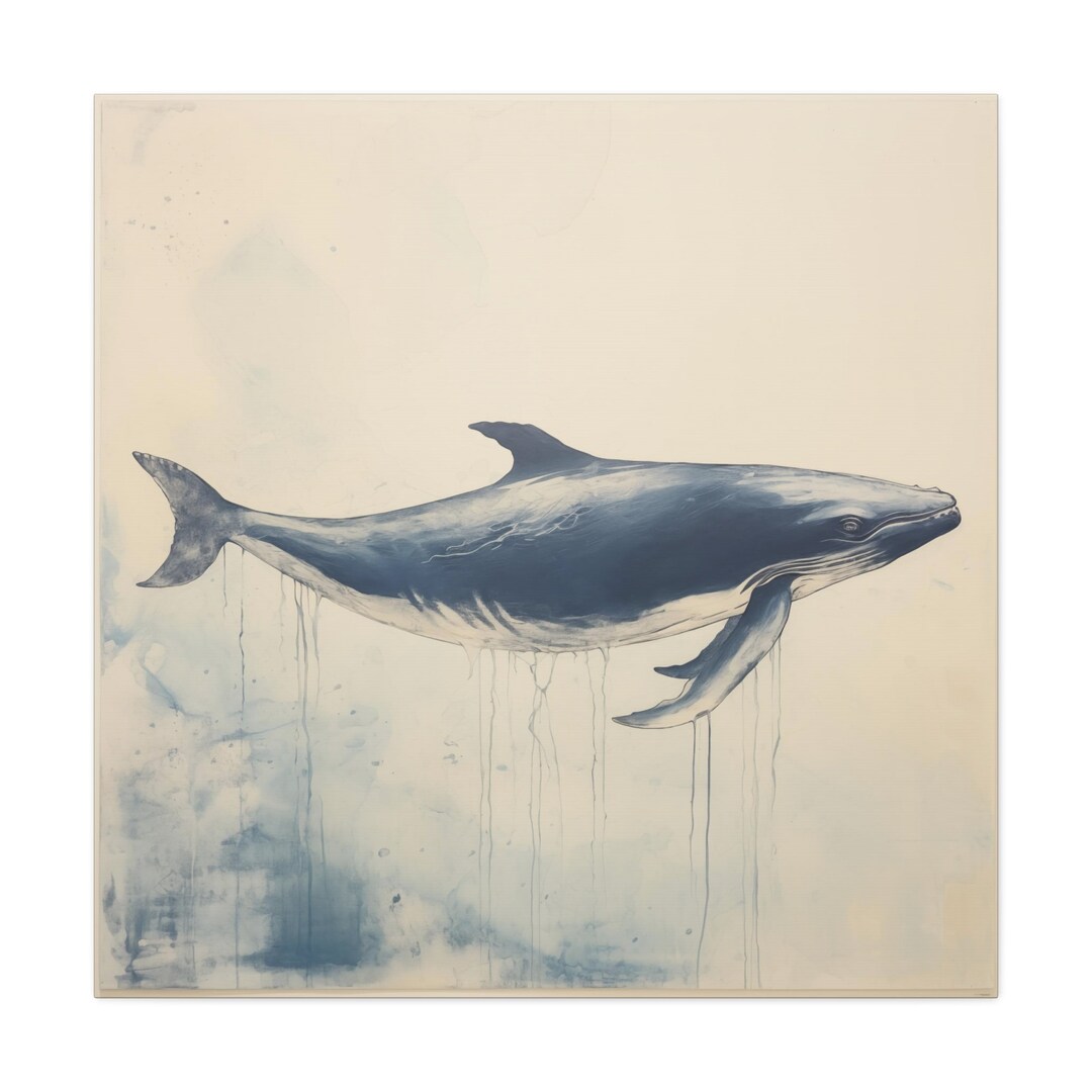Whale Painting - Painting of Blue Whale on White Background, Whale Art ...
