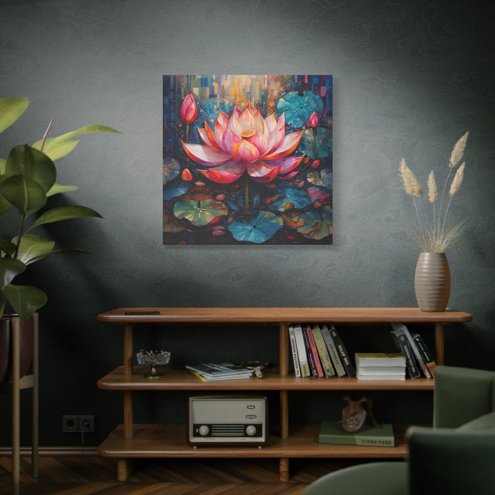 Lotus Wall Art - Lotus Flower Painting, Abstract Painting of Pink Lotus ...