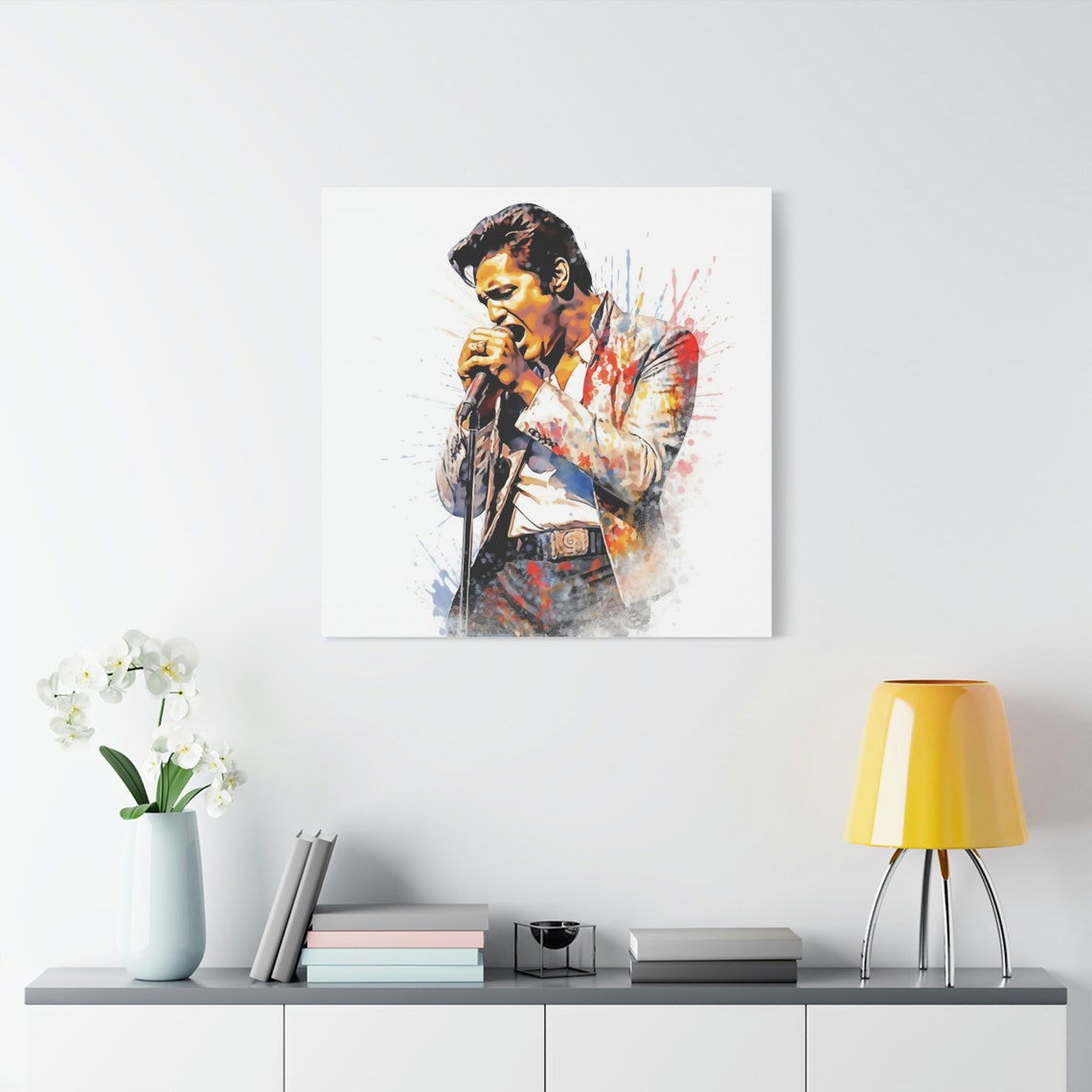 Elvis Painting - Abstract Colorful Elvis Wall Art Depicting Elvis ...