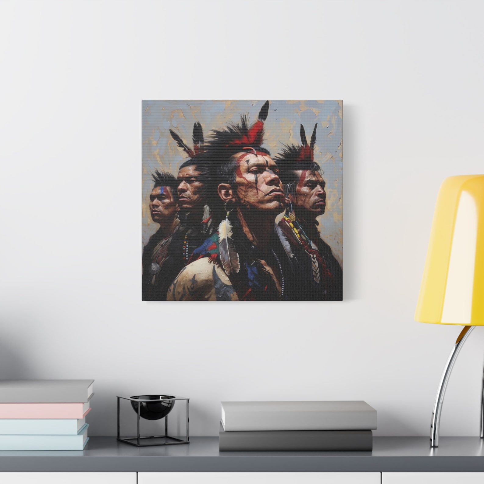 American Indian Art Canvas-native Mohawk Indian Warriors Art Printed ...