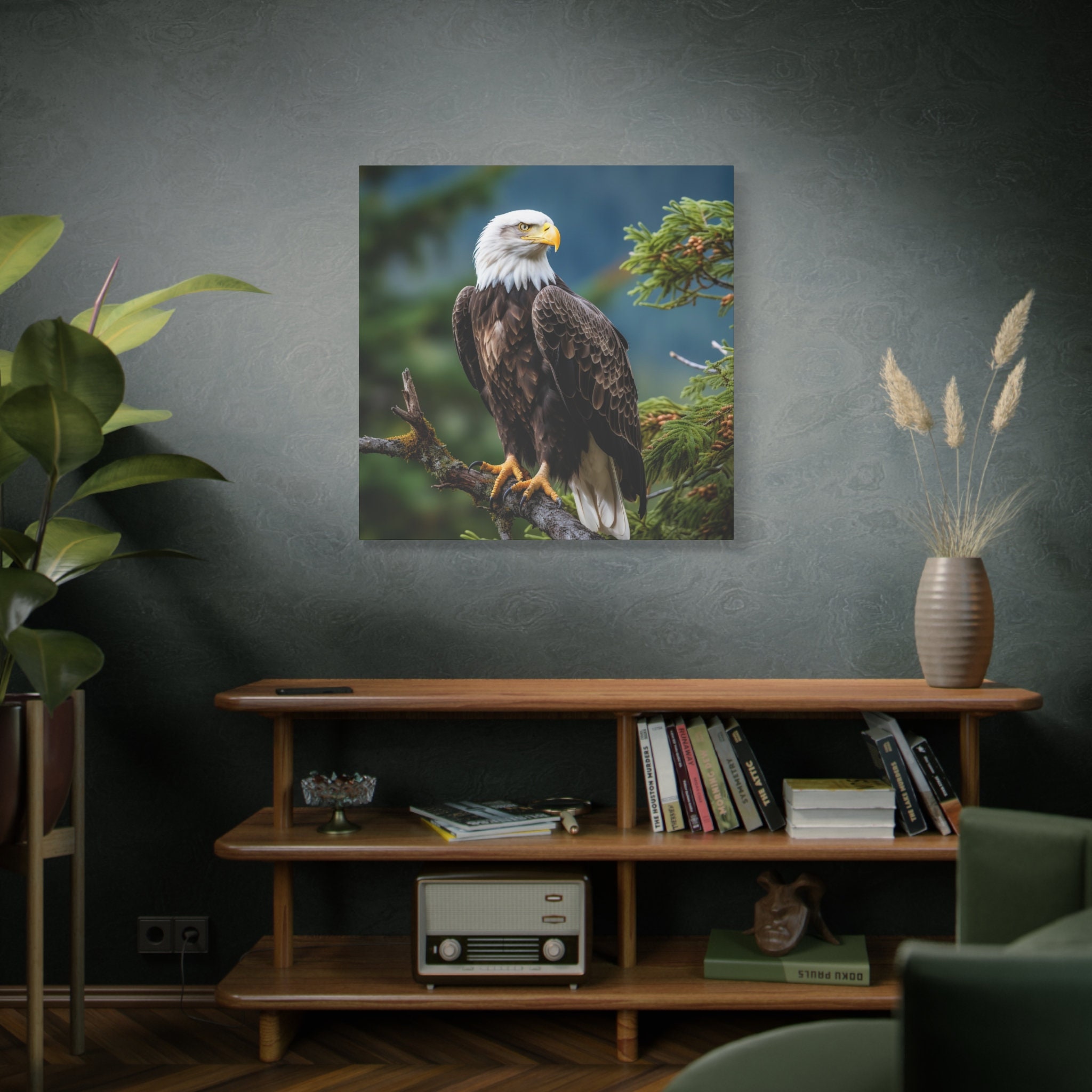 Eagle Canvas - Picture of Bald Eagle Perched Upon a Treetop, Eagle Wall ...