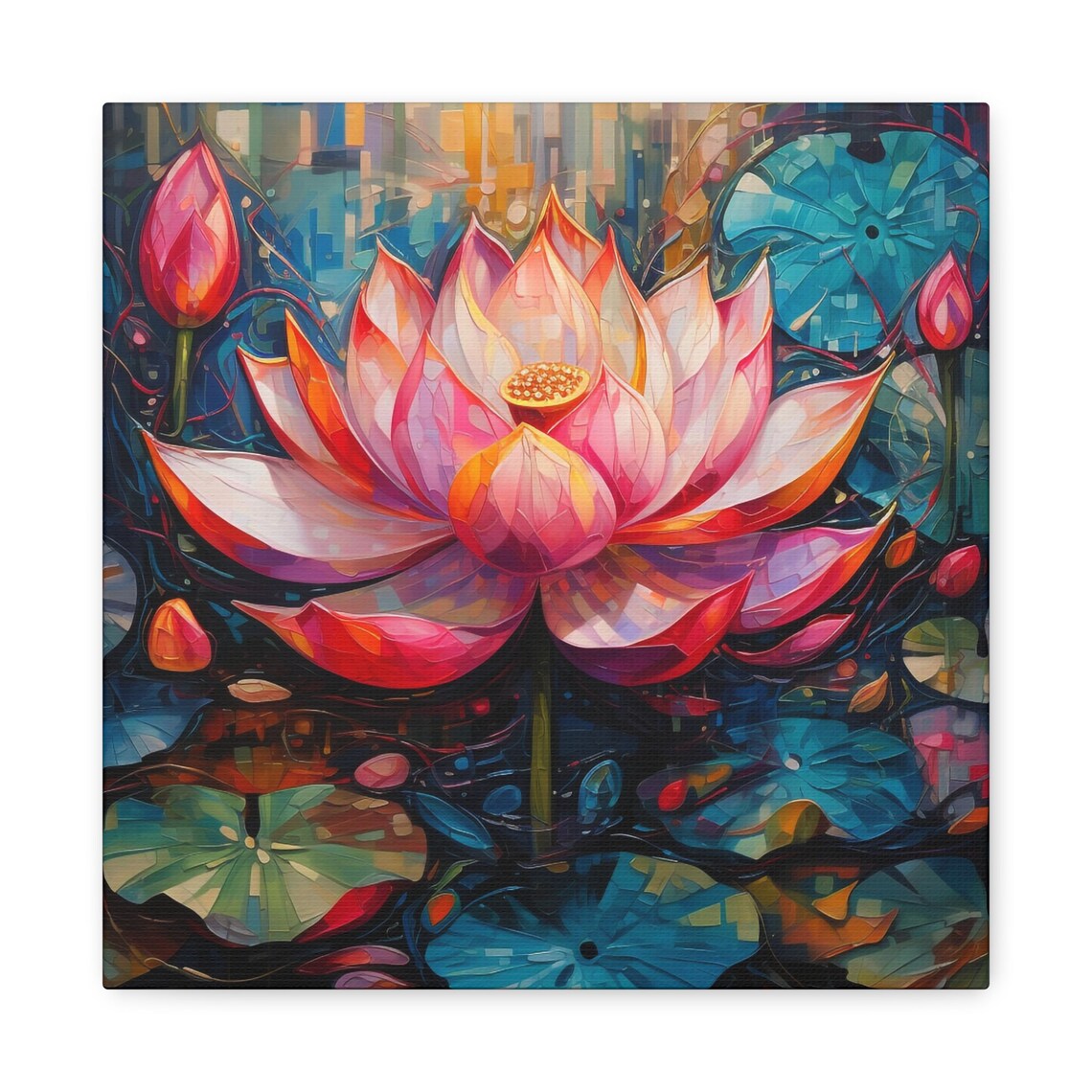 Lotus Wall Art Lotus Flower Painting, Abstract Painting of Pink Lotus ...