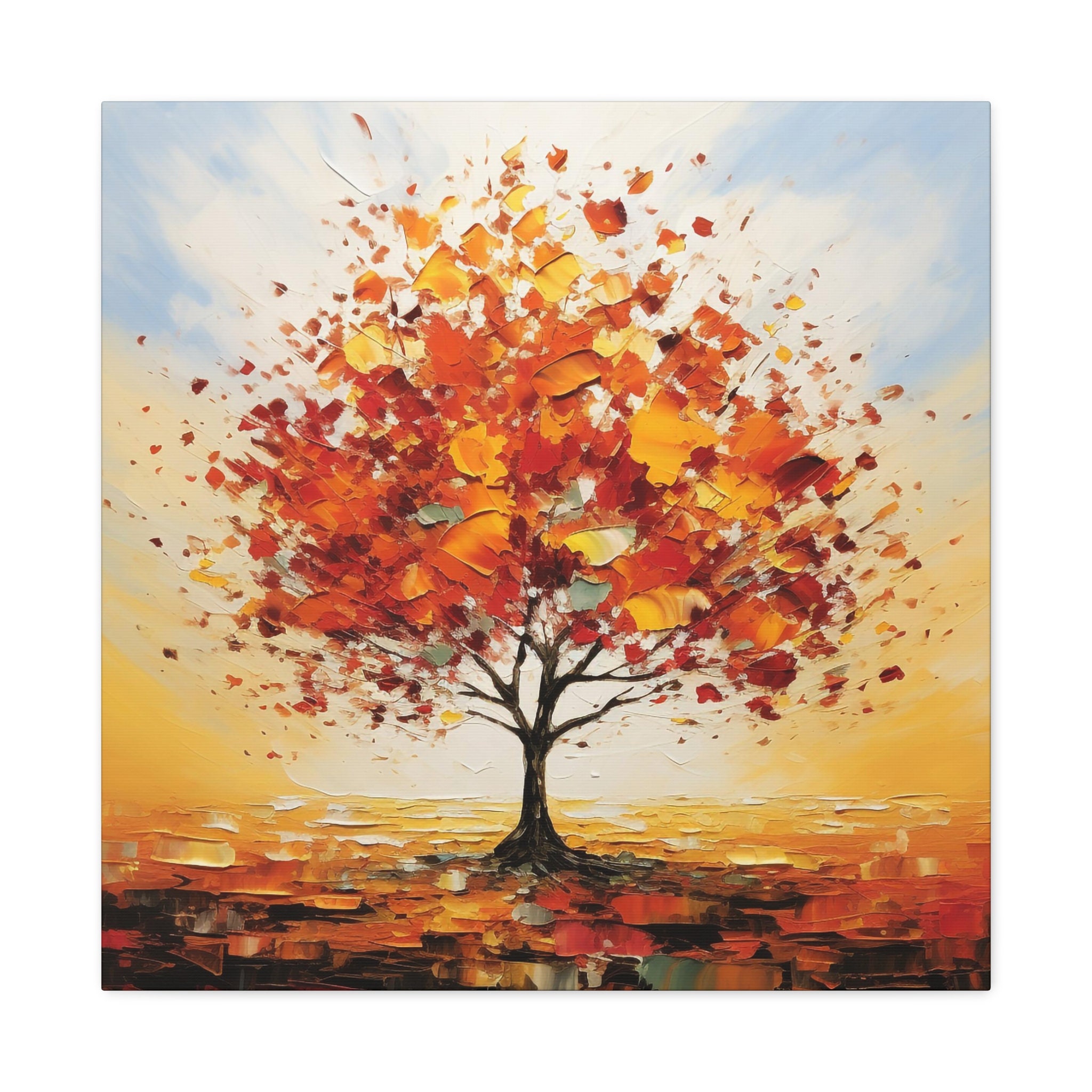 Autumn Tree Painting Abstract Painting of a Single Tree With Leaves ...