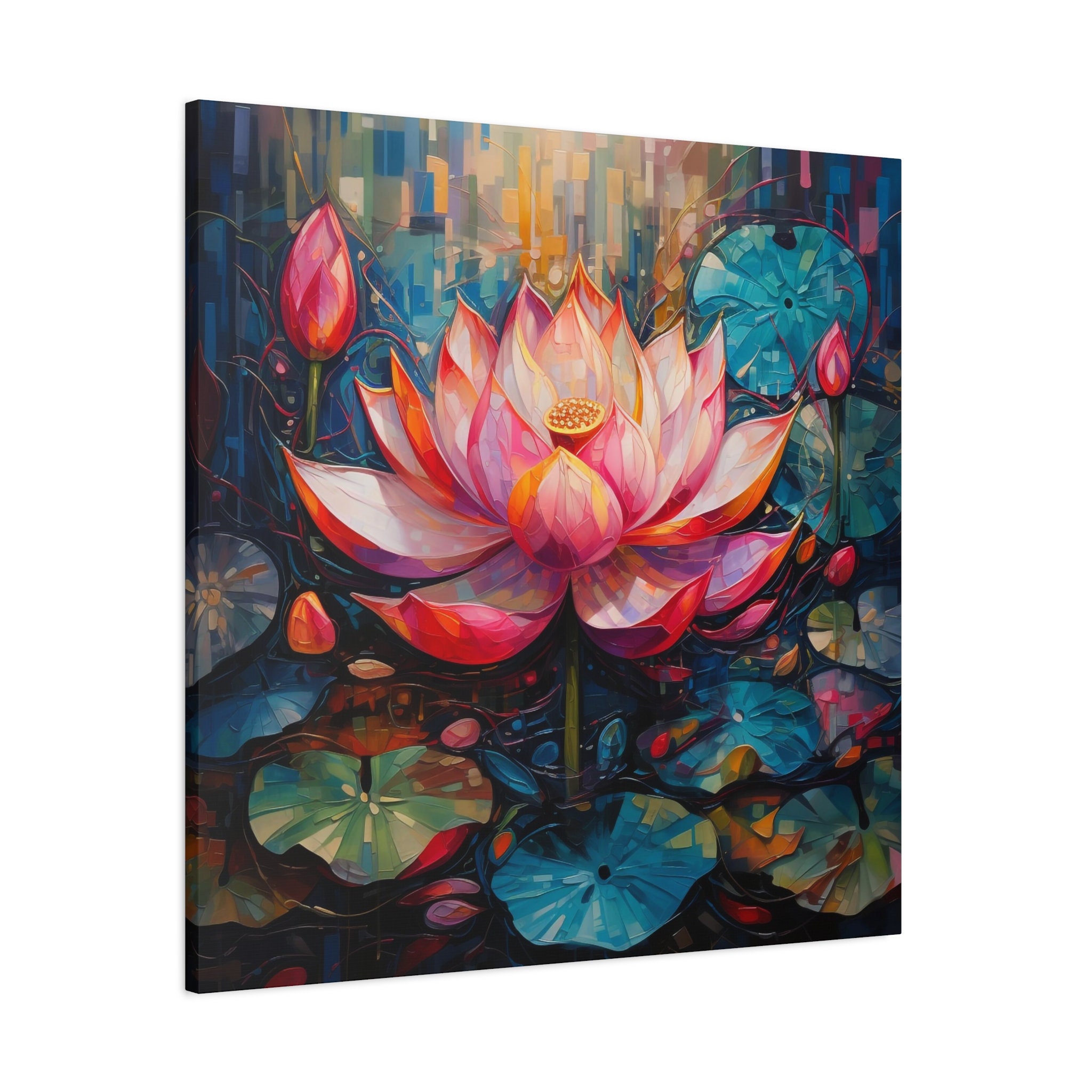 Lotus Wall Art - Lotus Flower Painting, Abstract Painting of Pink Lotus ...