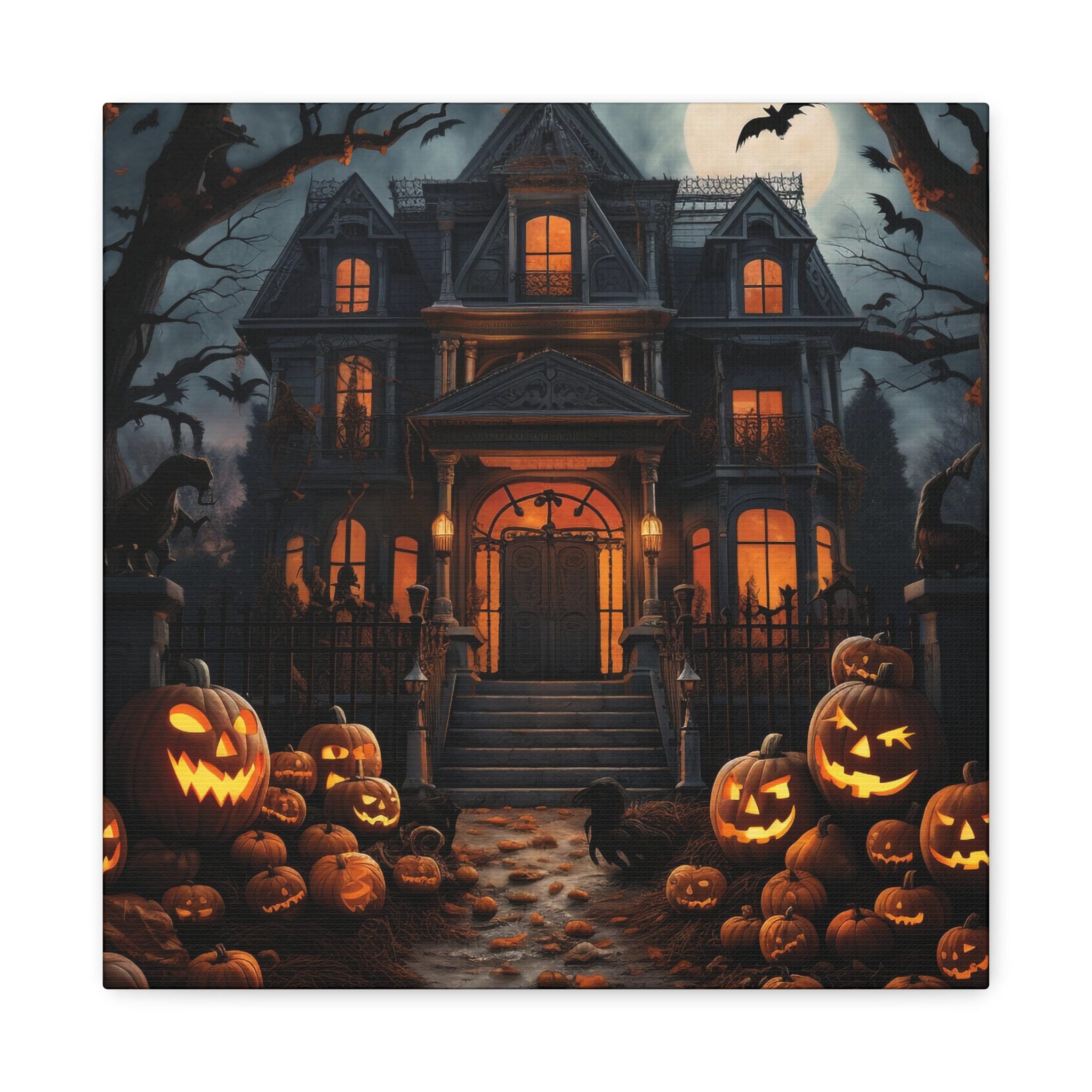 The Haunted House Halloween Painting - Abstract Halloween Wall Art ...