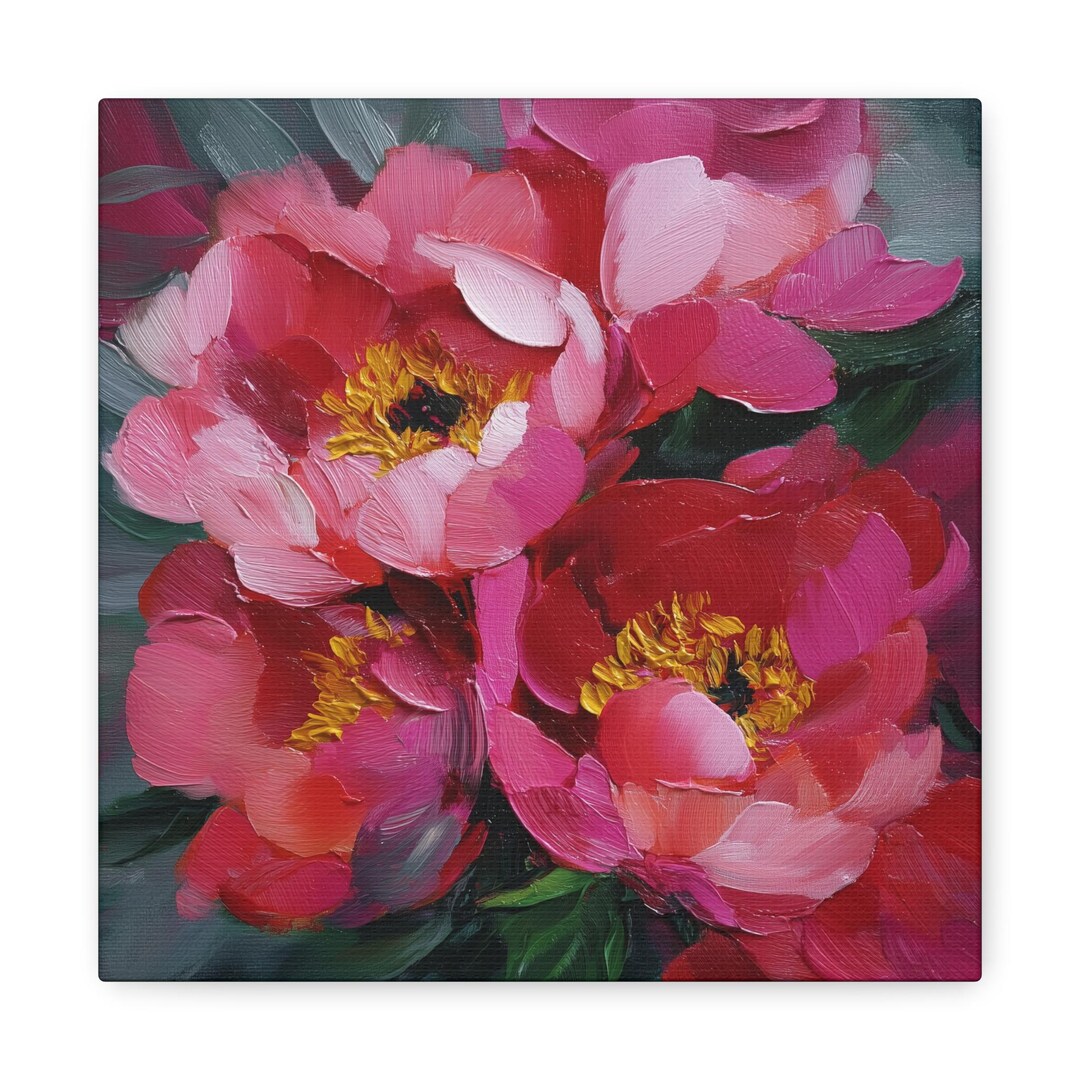 Canvas Art, Peony Oil Painting, Modern Impressionist Floral Artwork ...