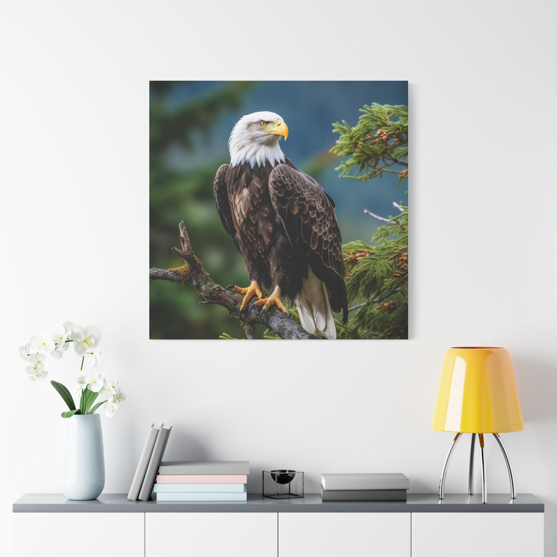 Eagle Canvas Picture of Bald Eagle Perched Upon a Treetop, Eagle Wall ...