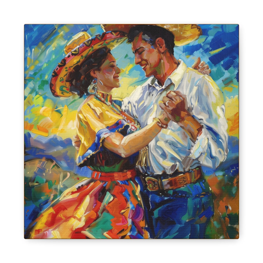 Mexican Dance Art Mexican Folk Dancing Canvas Wall Art Dancing Couple ...