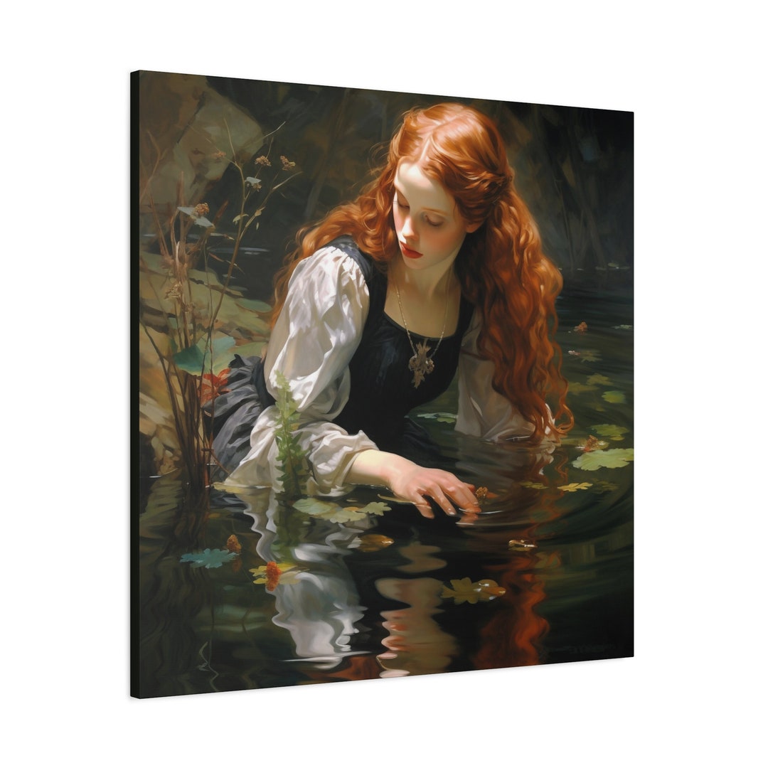 Ophelia in Contemplation Painting - Oil Painting of Ophelia Just Before ...